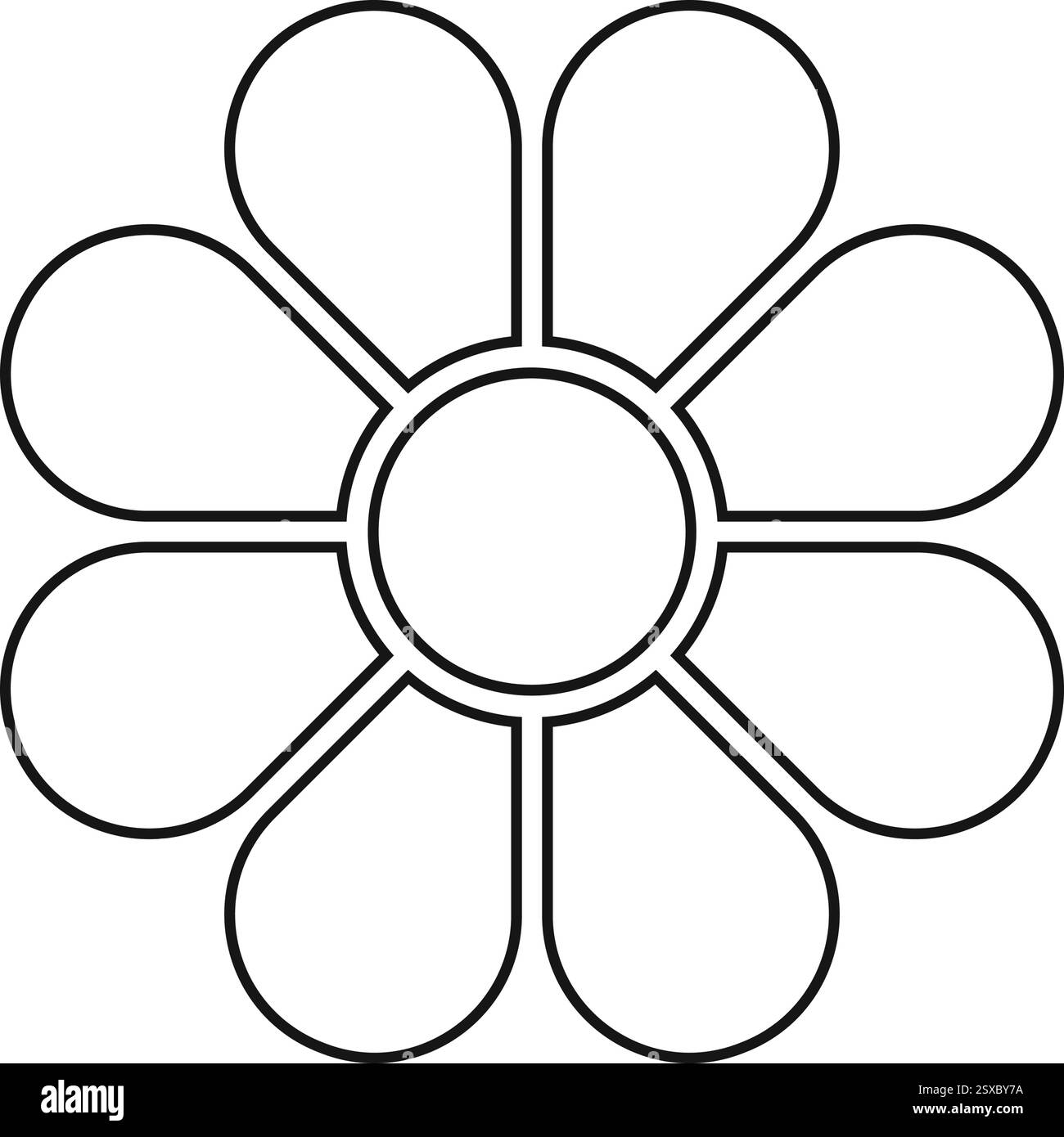 Daisy silhouette. Flower diagram with 8 petals. Floral pie chart ...