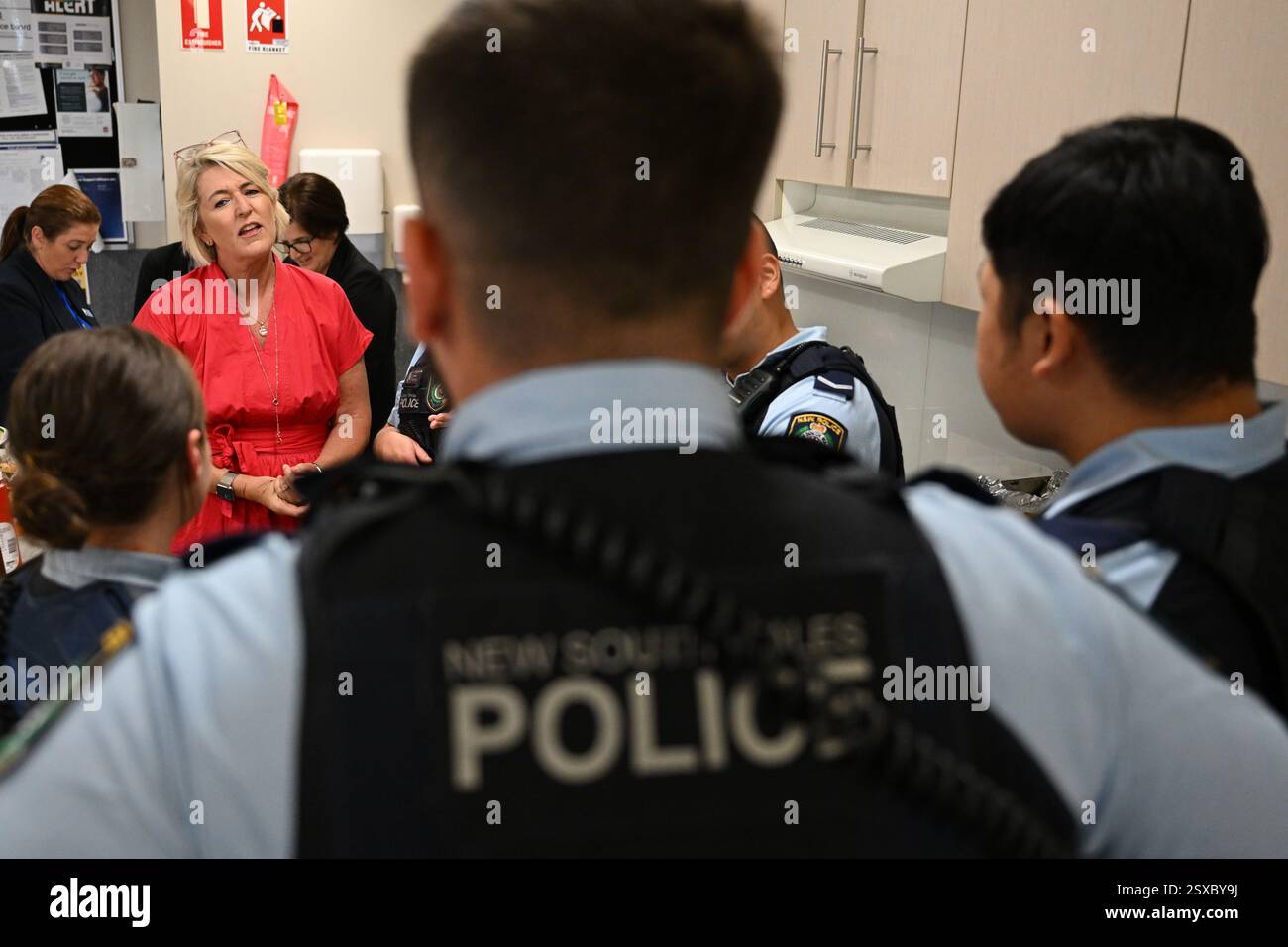 Police Minister Yasmin Catley meets newly graduated and assigned Police officers at Burwood ...