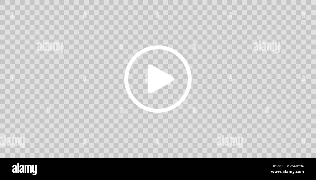 White play icon on transparent background texture. Video player ...
