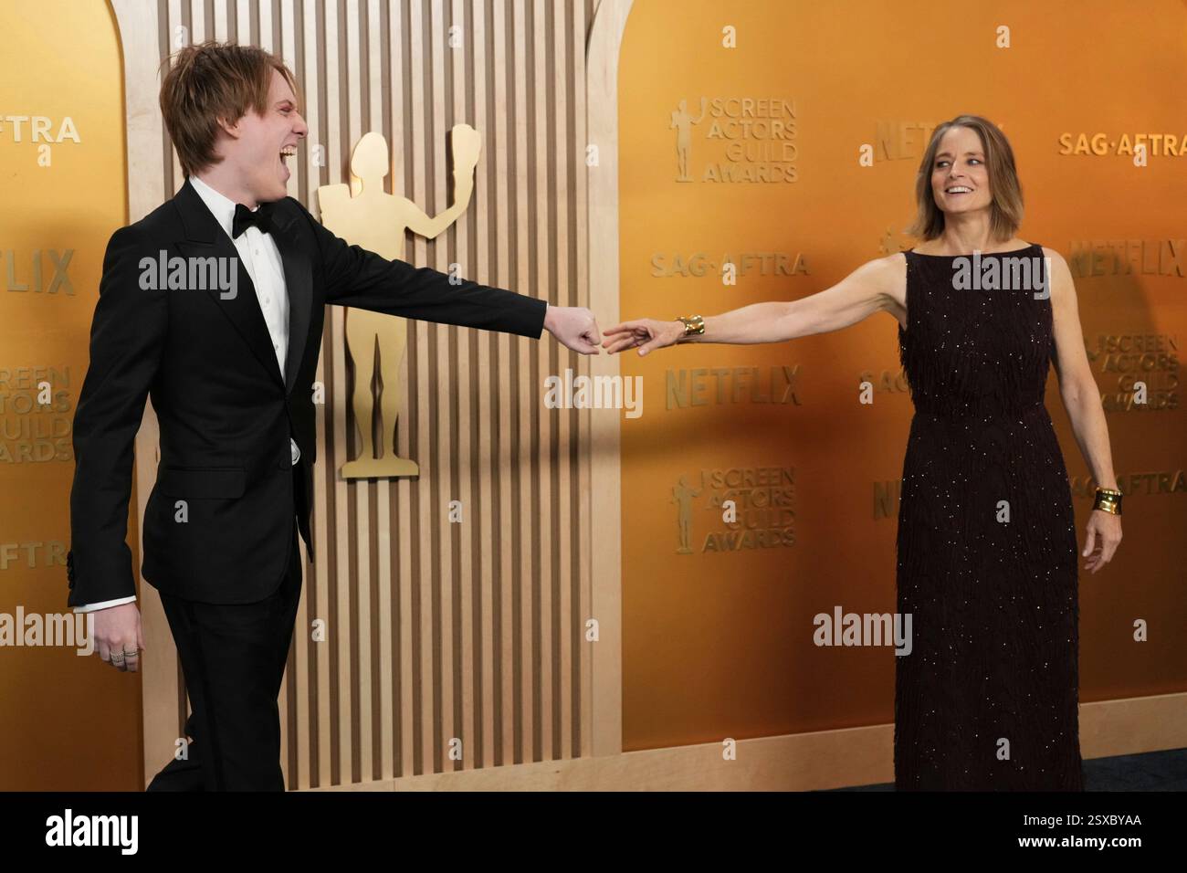 Christopher "Kit" Bernard Foster, left, and Jodie Foster arrive at the ...