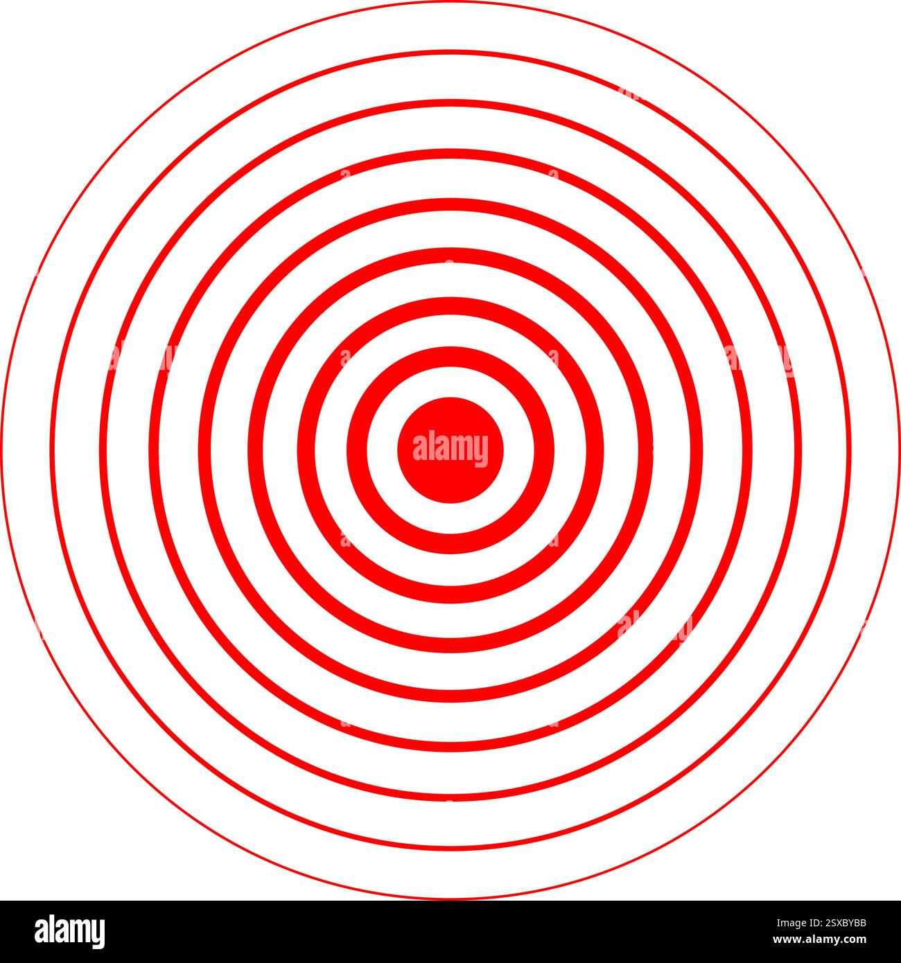Pain localization icon. Red concentric circles. Sore, ache or ...