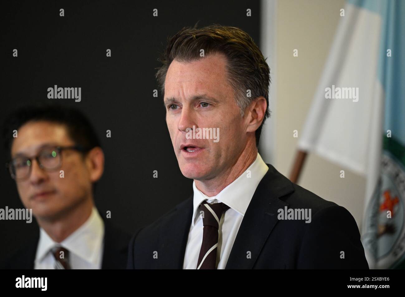 NSW Premier Chris Minns is joined by Member for Strathfield Jason Yat ...
