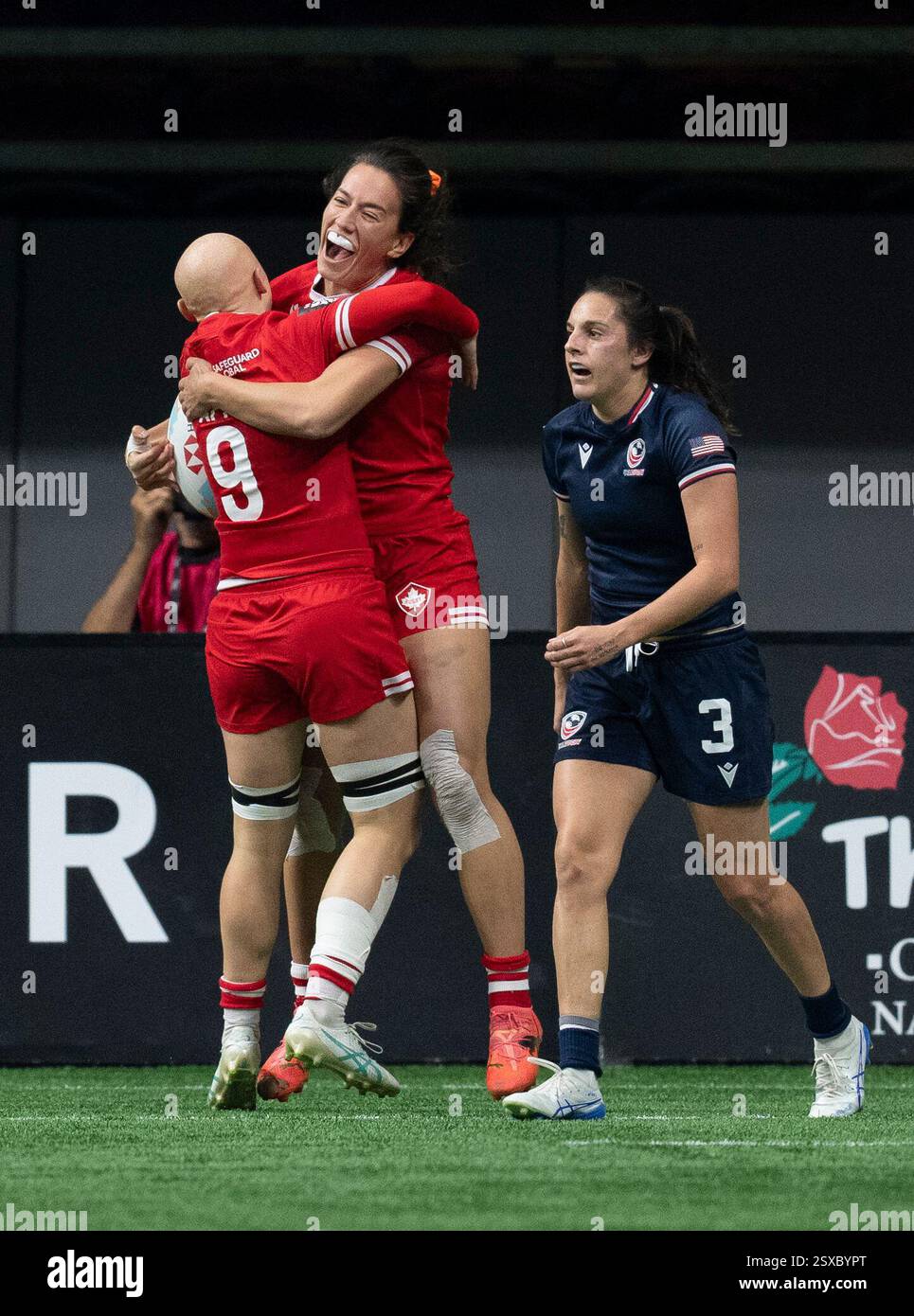 Canada's Oliva Apps, left, congratulates teammate Olivia Sarabura ...