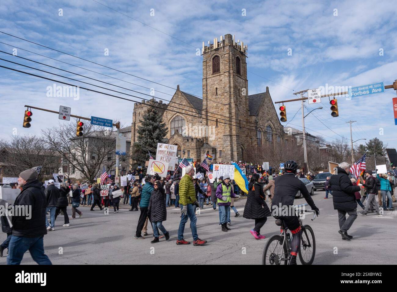 February 23, 2025, Pittsburgh, Pennsylvania, USA: Protesters gathered ...