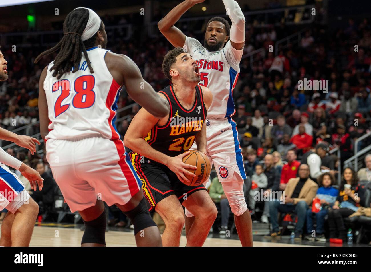 Atlanta Hawks forward Georges Niang (20) attempts a basket during the ...