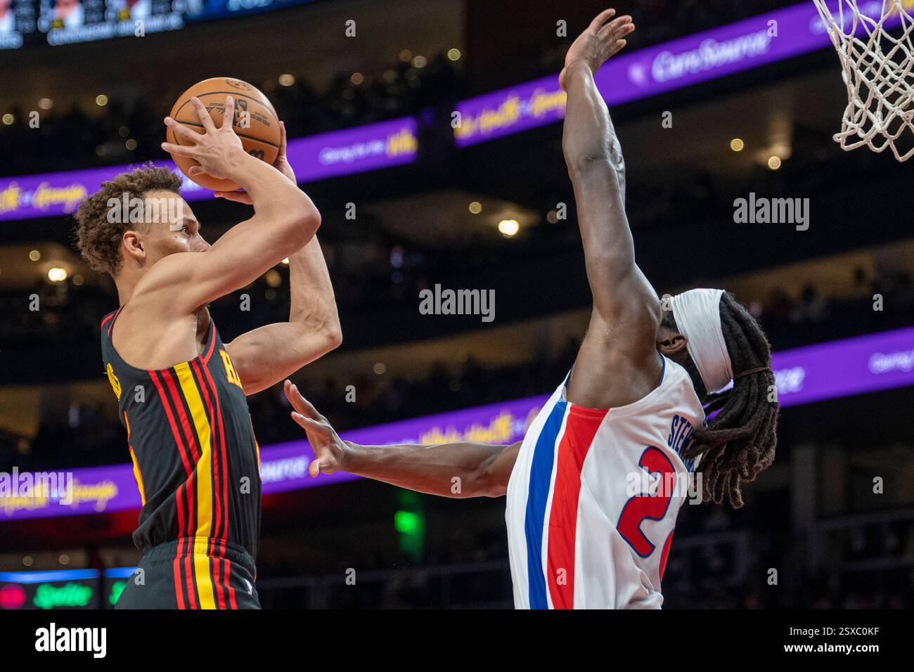 Atlanta Hawks guard Dyson Daniels attempts a basket during the first ...