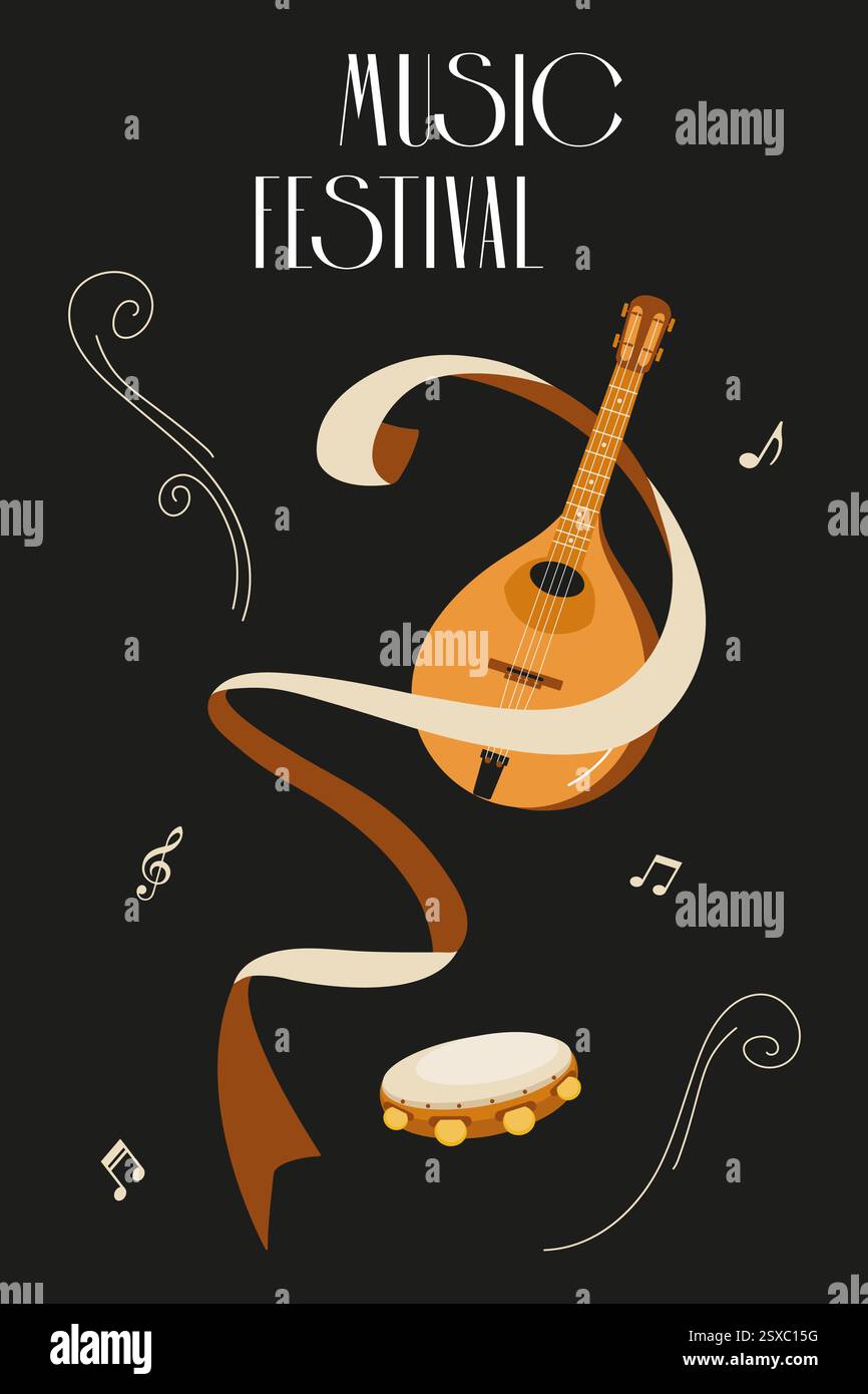 Colorful design featuring musical instruments for a lively music ...