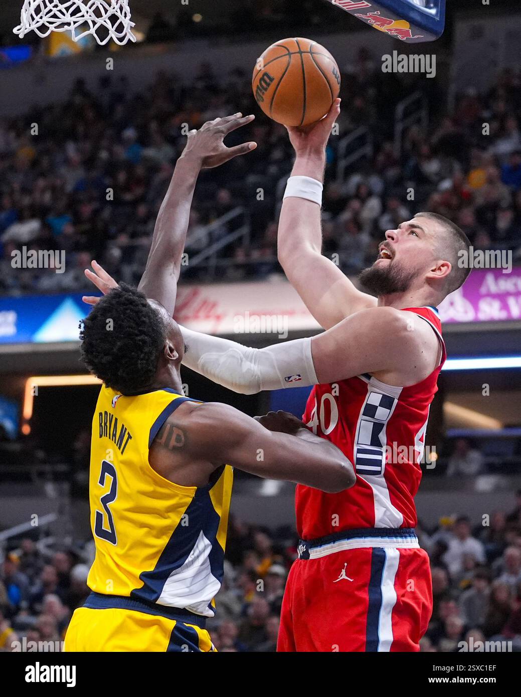 Los Angeles Clippers center Ivica Zubac (40) shoots over Indiana Pacers ...