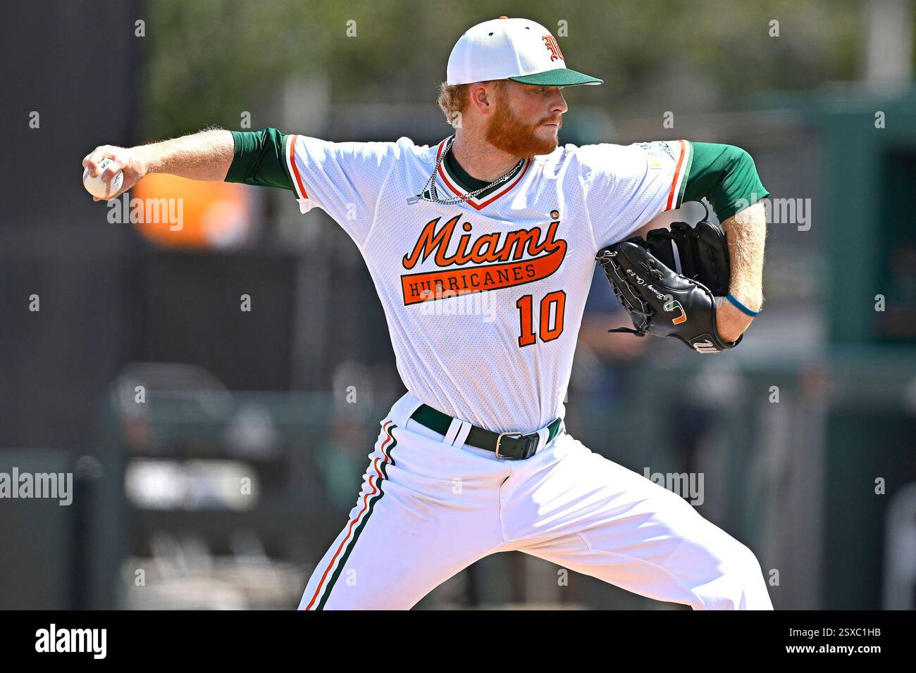 CORAL GABLES, FL - FEBRUARY 23: Miami right-handed pitcher Brian ...