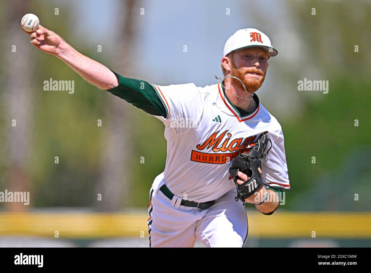 CORAL GABLES, FL - FEBRUARY 23: Miami right-handed pitcher Brian ...