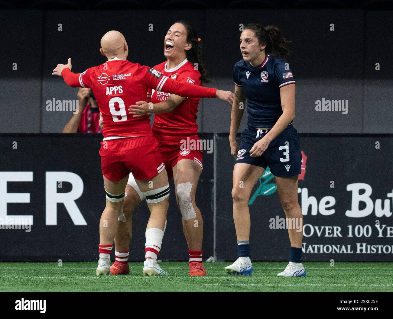 Vancouver, Canada. 23rd Feb, 2025. Canada's Oliva Apps congratulates ...