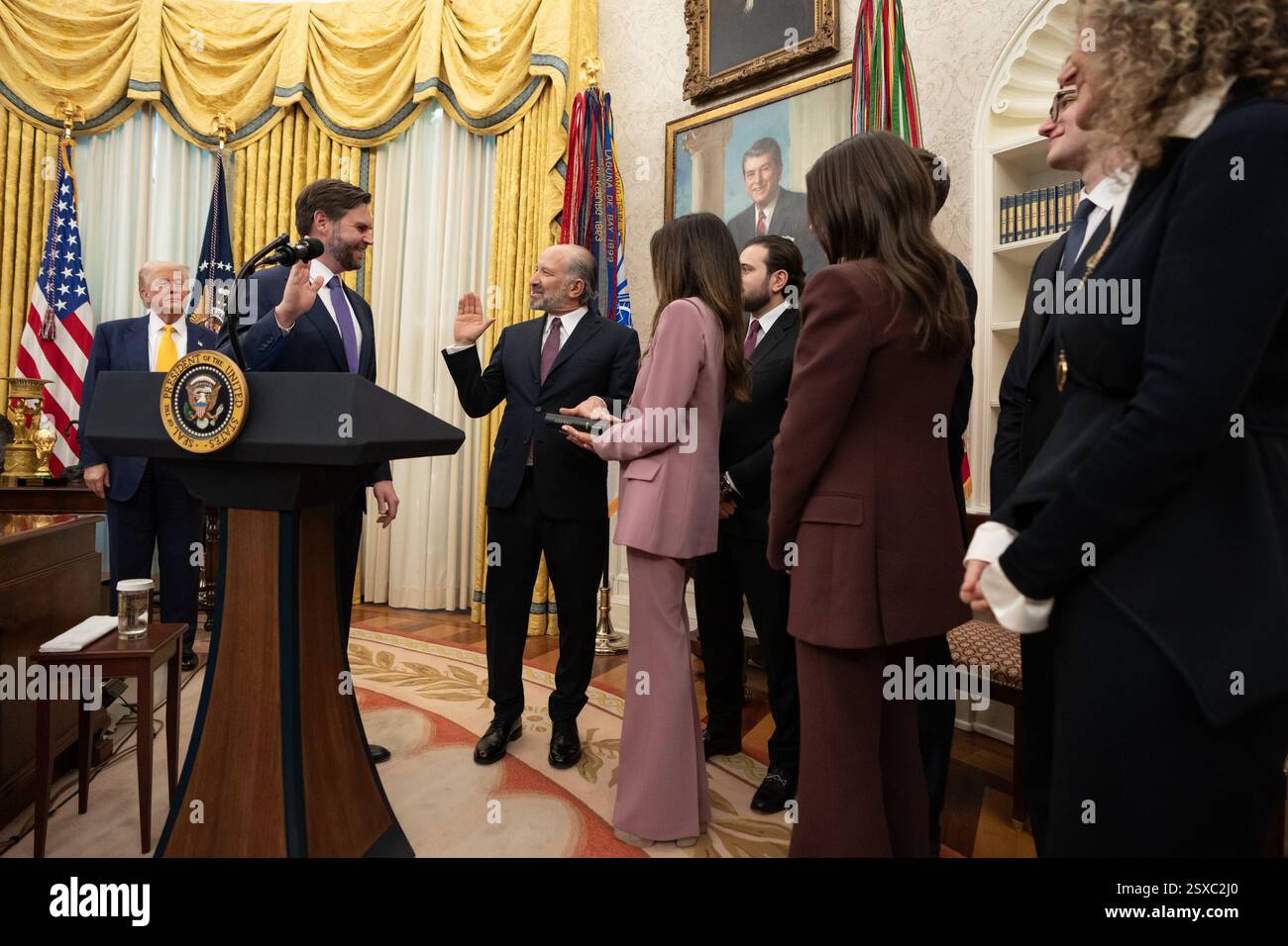 Commerce Secretary Howard Lutnick is sworn in Friday, February 21, 2025 ...