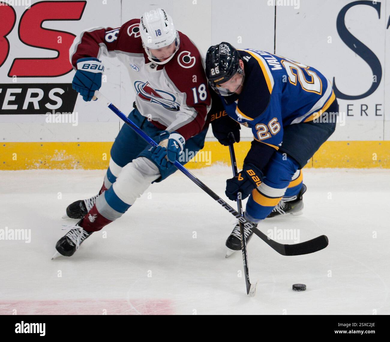 Colorado Avalanche center Juuso Parssinen and St. Louis Blues left wing ...