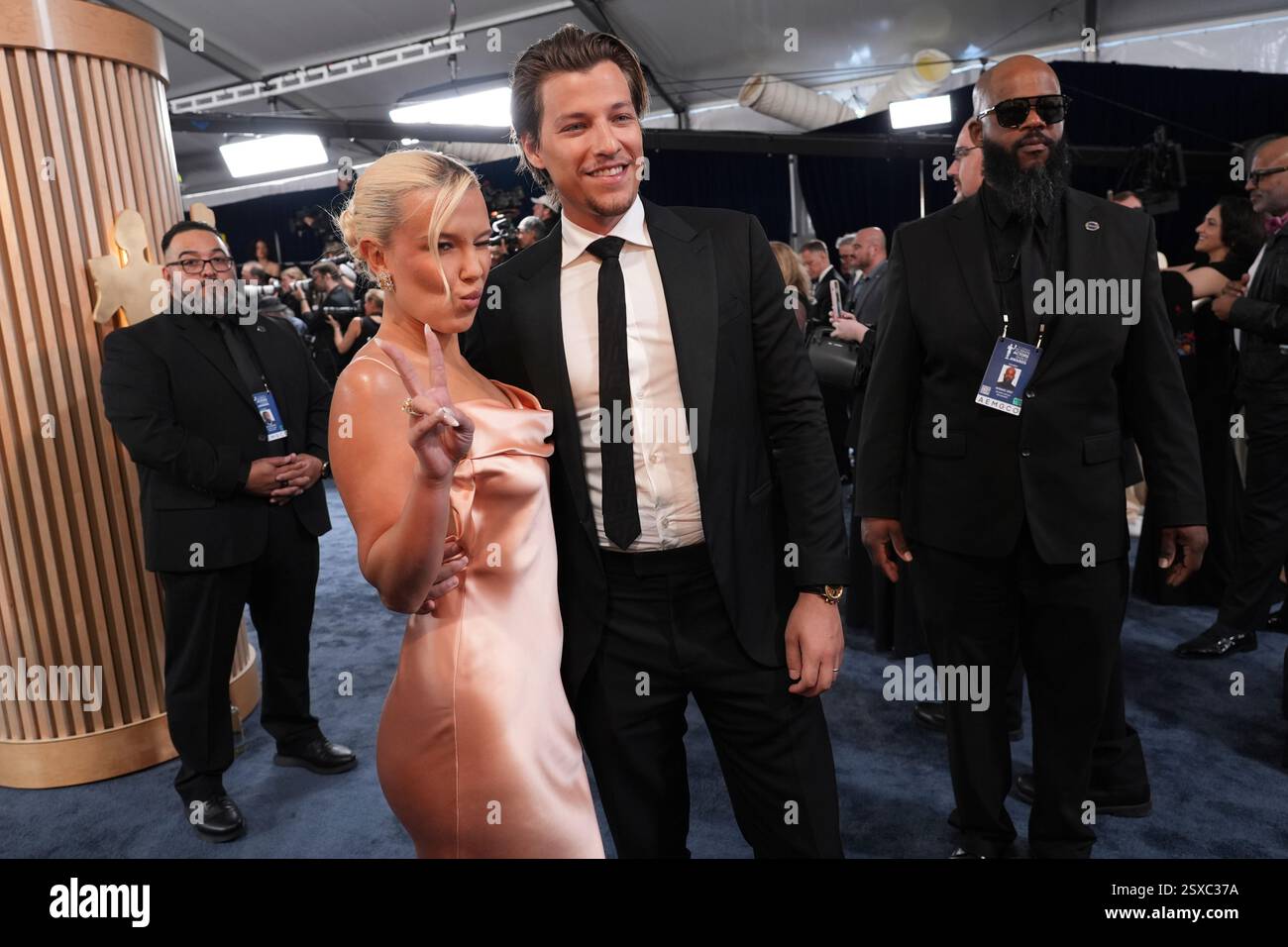 Millie Bobby Brown, left, and Jake Bongiovi arrive at the 31st annual ...