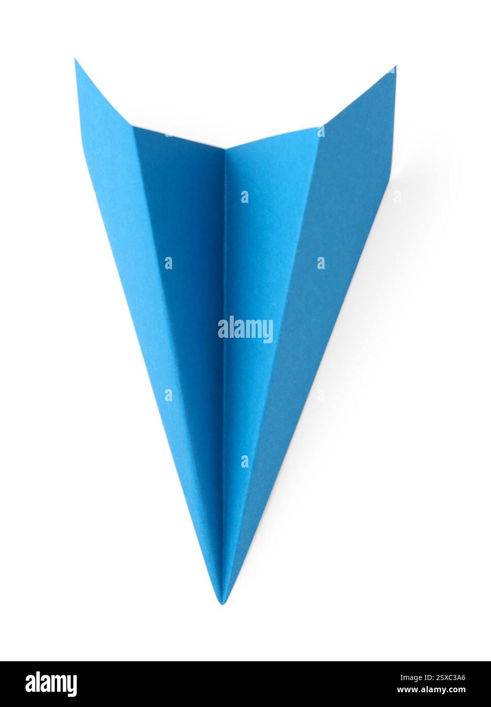 One handmade light blue paper plane isolated on white, top view Stock ...