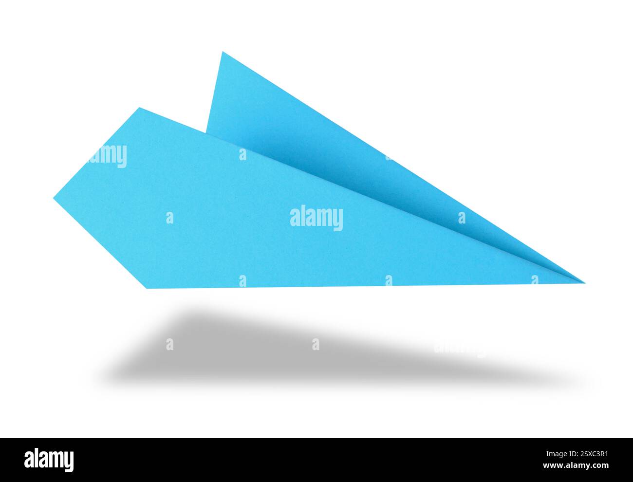 Light blue paper plane in air on white background Stock Photo - Alamy