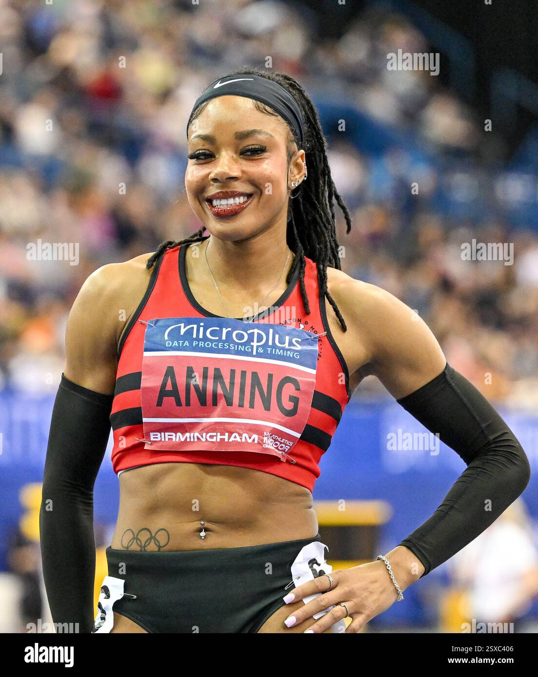 Birmingham, UK. 23rd Feb, 2025. ANNING Amber wins the Womens 400m ...