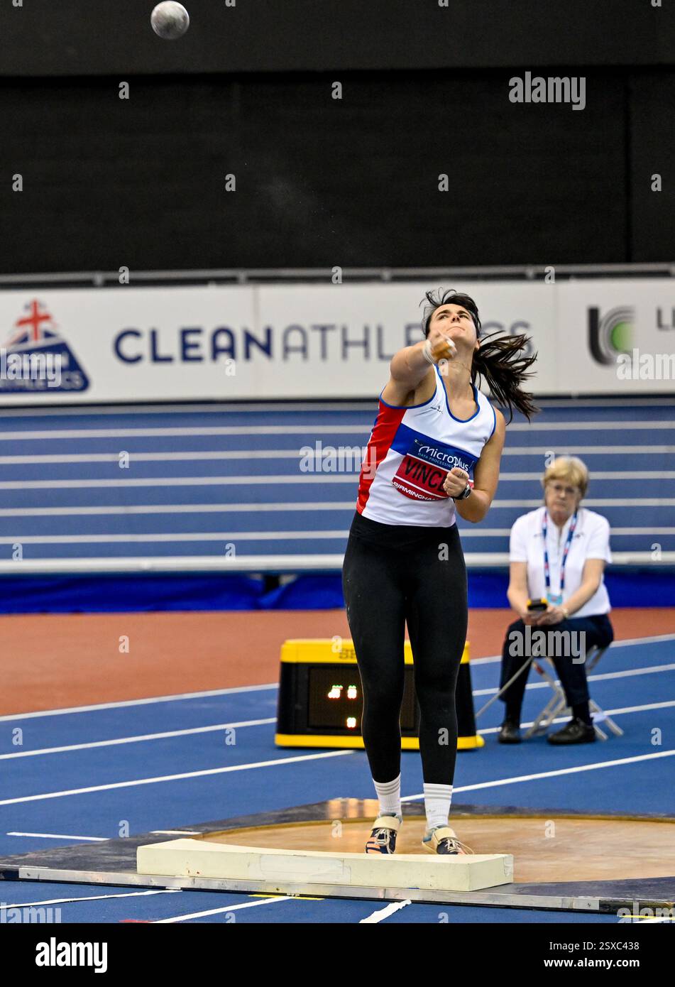 Birmingham, UK. 23rd Feb, 2025. VINCENT Serena wins the Womens Shot Put ...