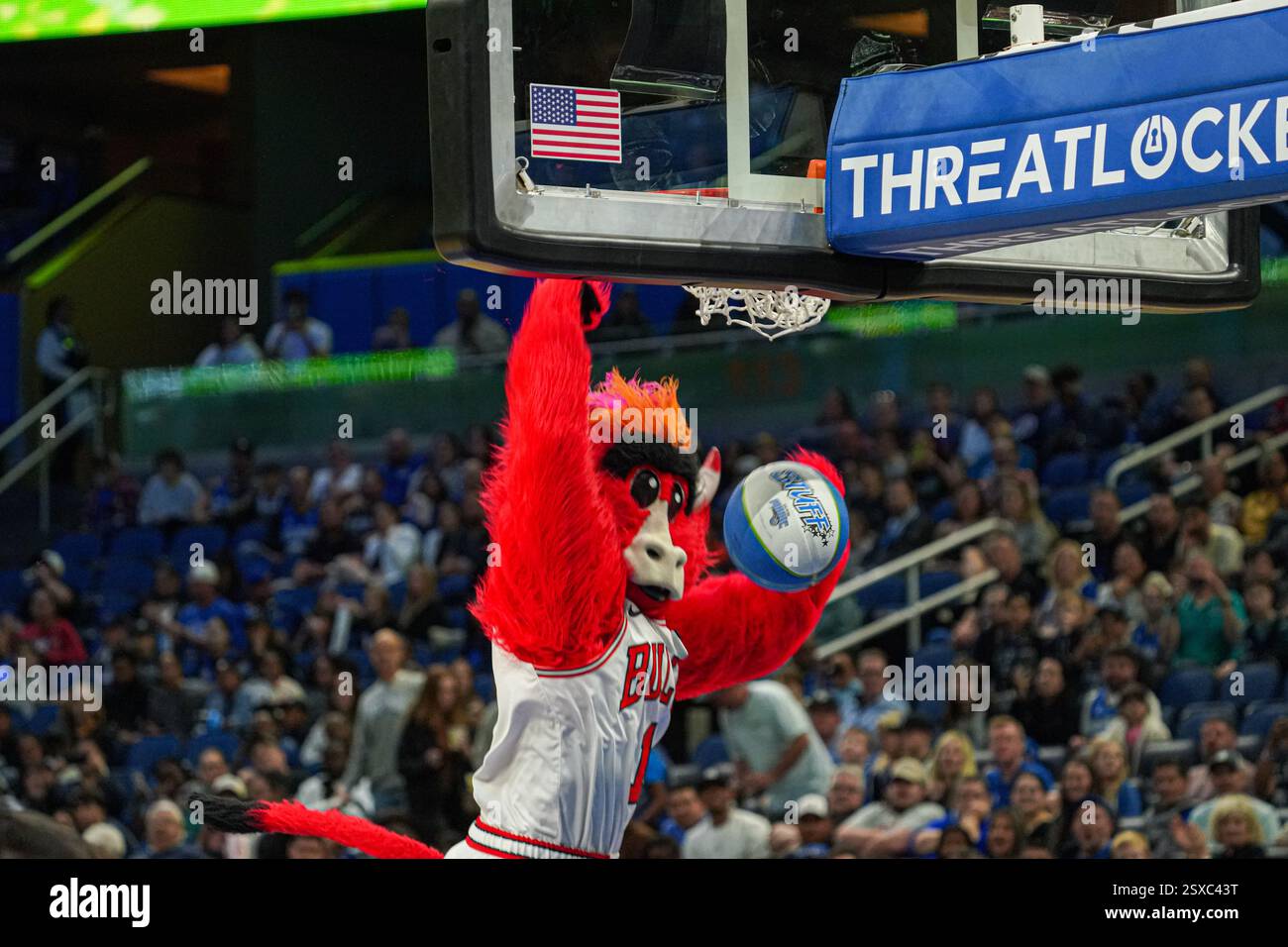 Orlando, Florida, USA, February 23, 2025, The Chicago Bulls Mascot ...