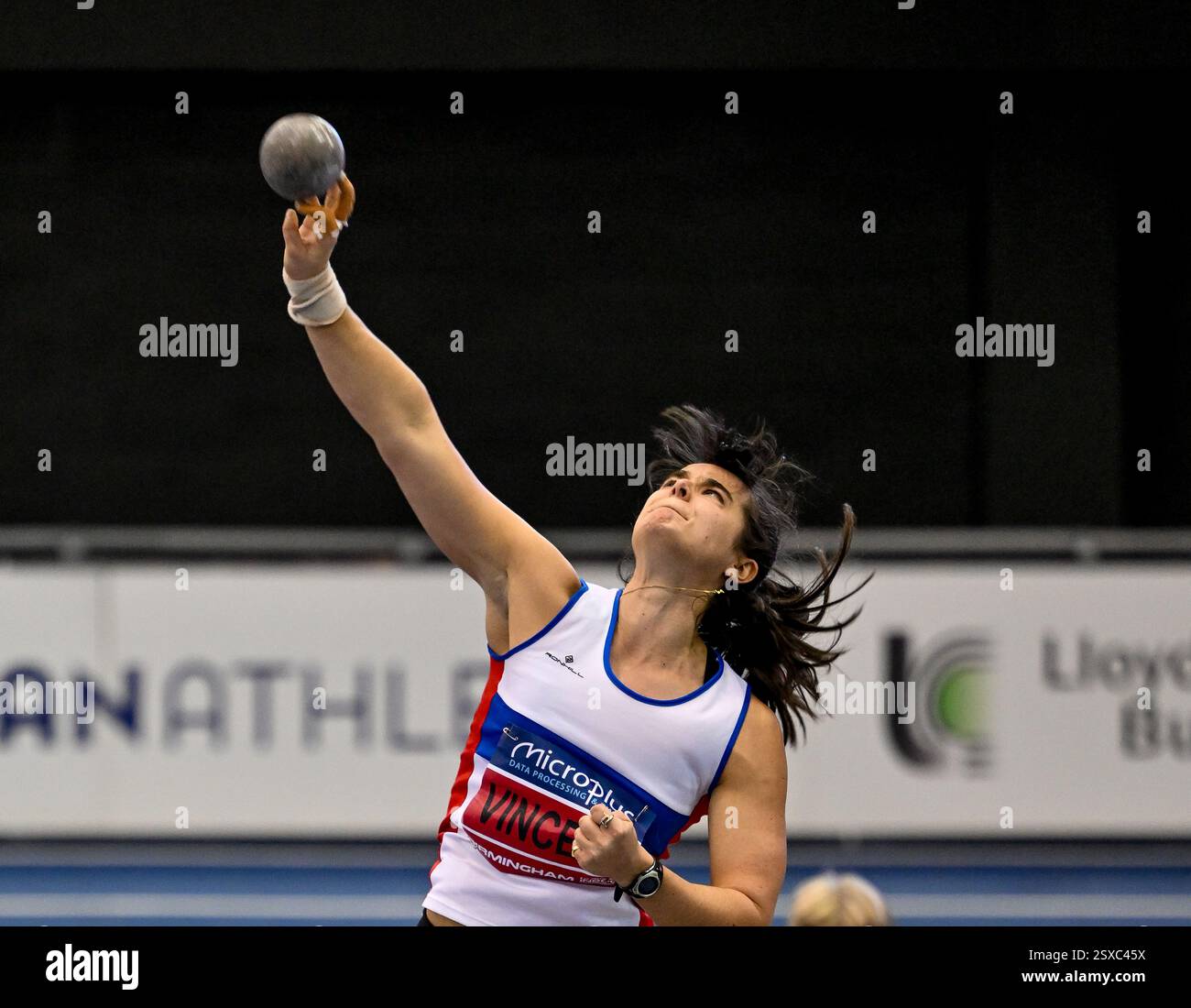 Birmingham, UK. 23rd Feb, 2025. VINCENT Serena wins the Womens Shot Put ...