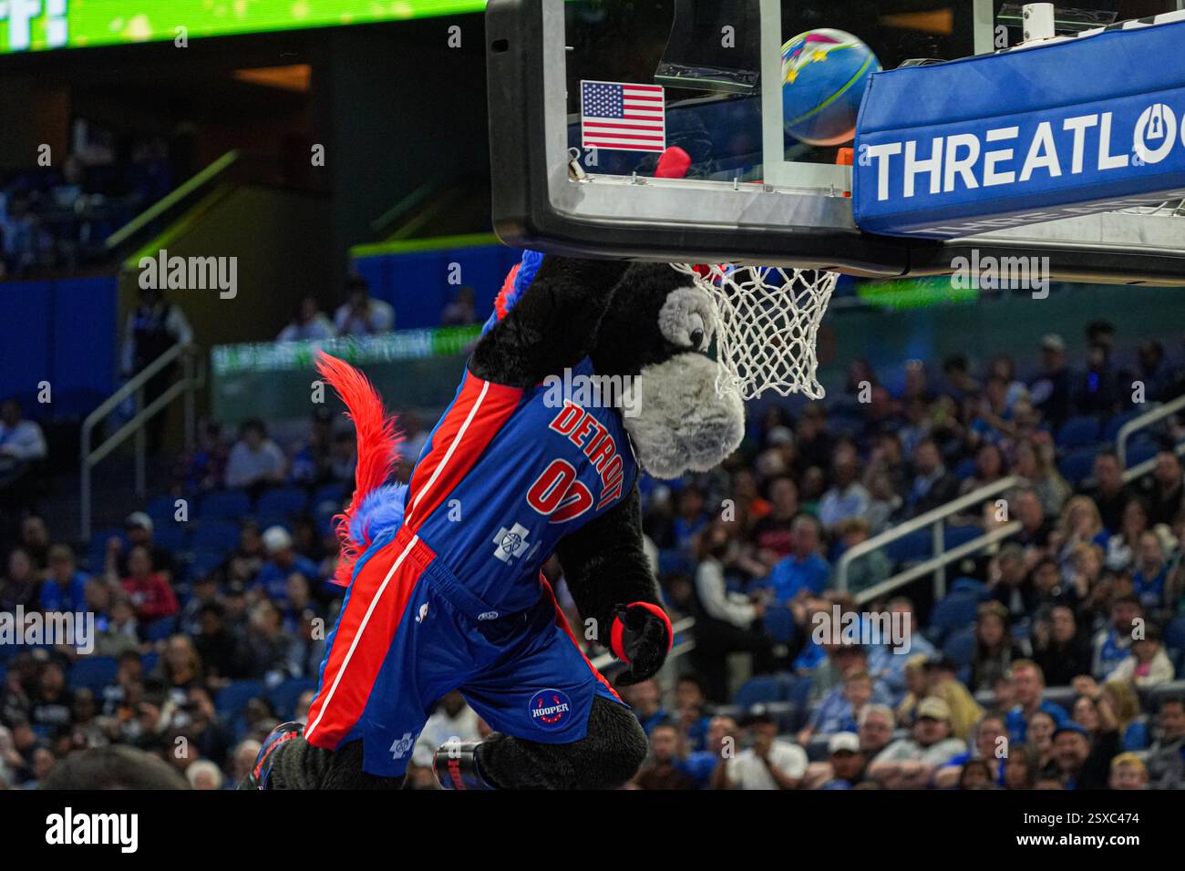 Orlando, Florida, USA, February 23, 2025, The Detroit Pistons Mascot ...