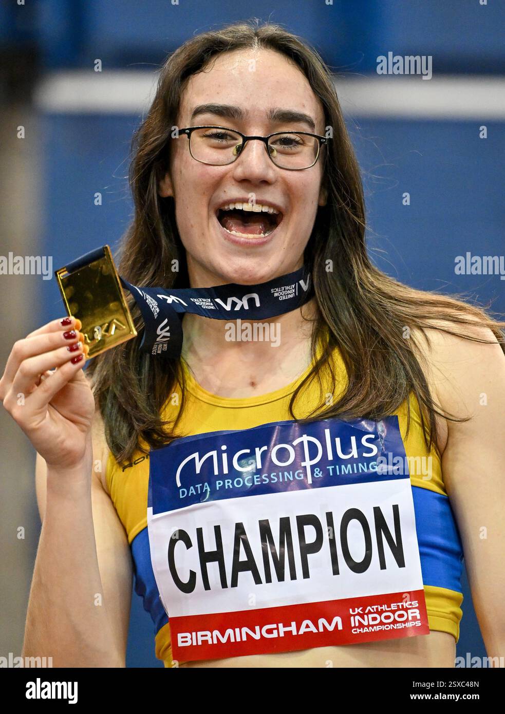 Birmingham, UK, 23 February 2025. BELL Alyson celebrates at winning the ...