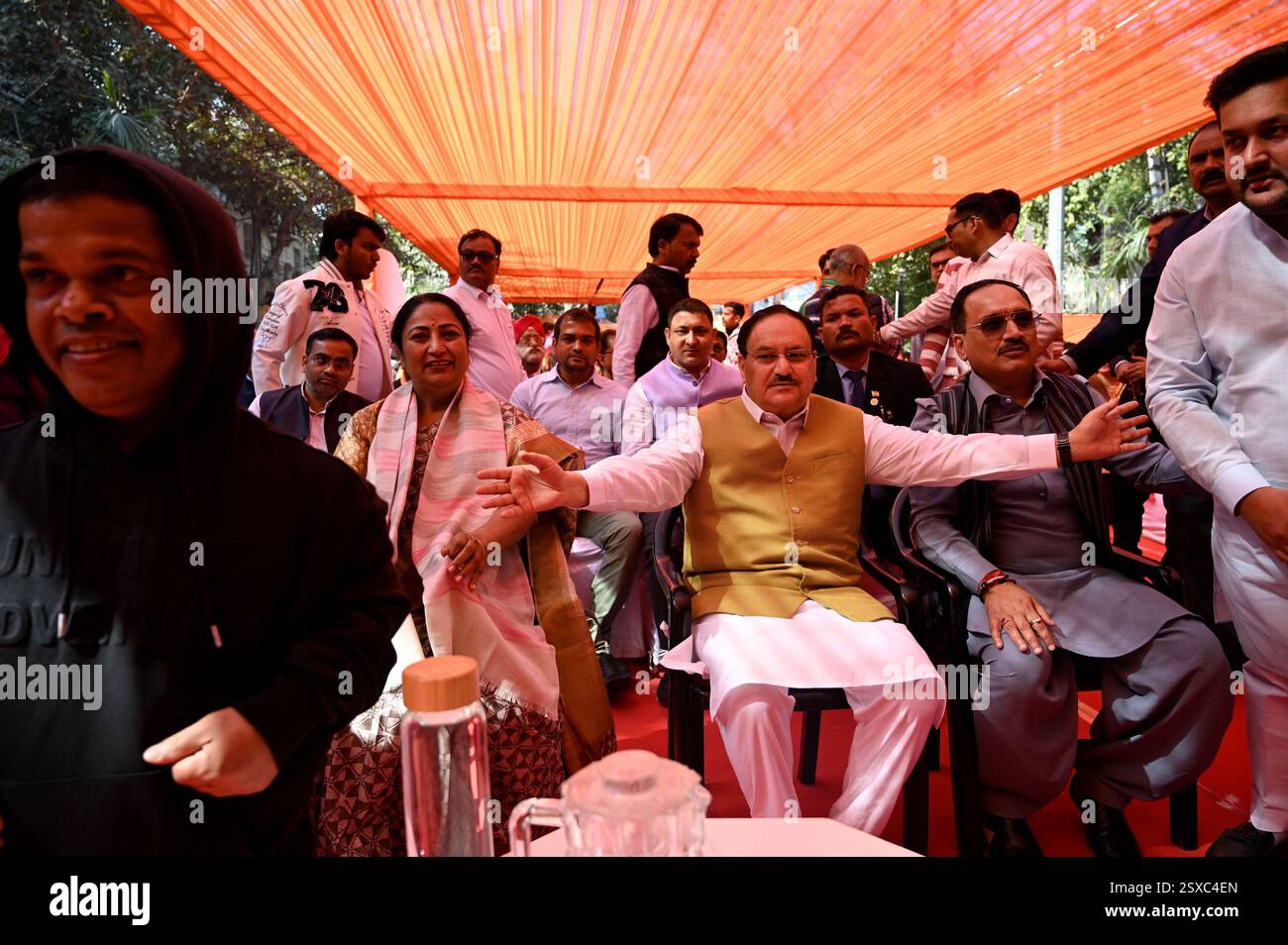 NEW DELHI, INDIA - FEBRUARY 23: Delhi Chief Minister Rekha Gupta along ...