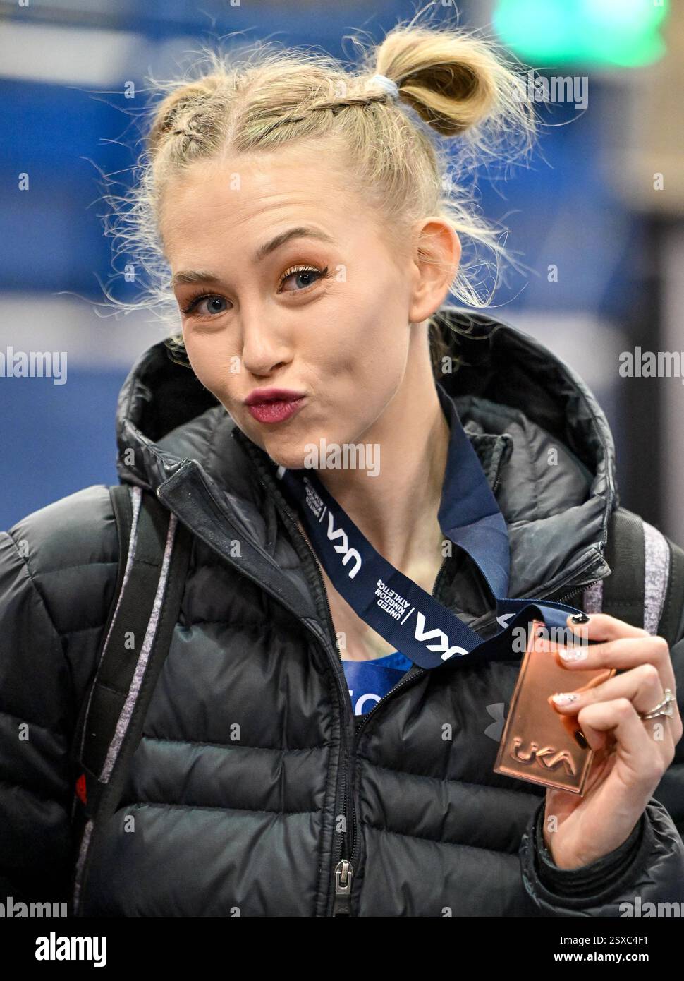 Birmingham, UK. 23rd Feb, 2025. LAKE Hannah finishes third in the ...