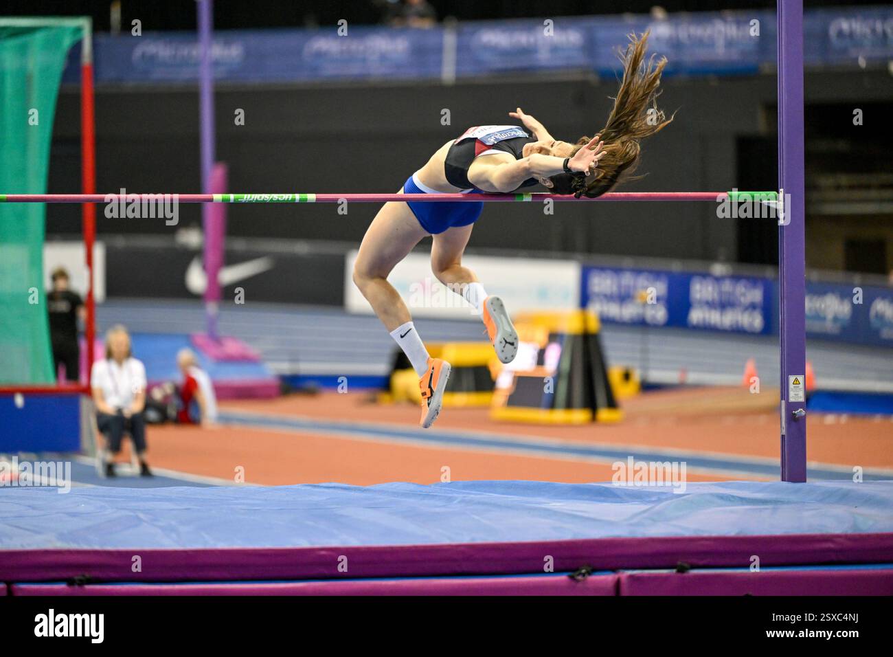 Birmingham, UK. 23rd Feb, 2025. BORTHWICK Emily finishes second in the Womens High Jump during ...
