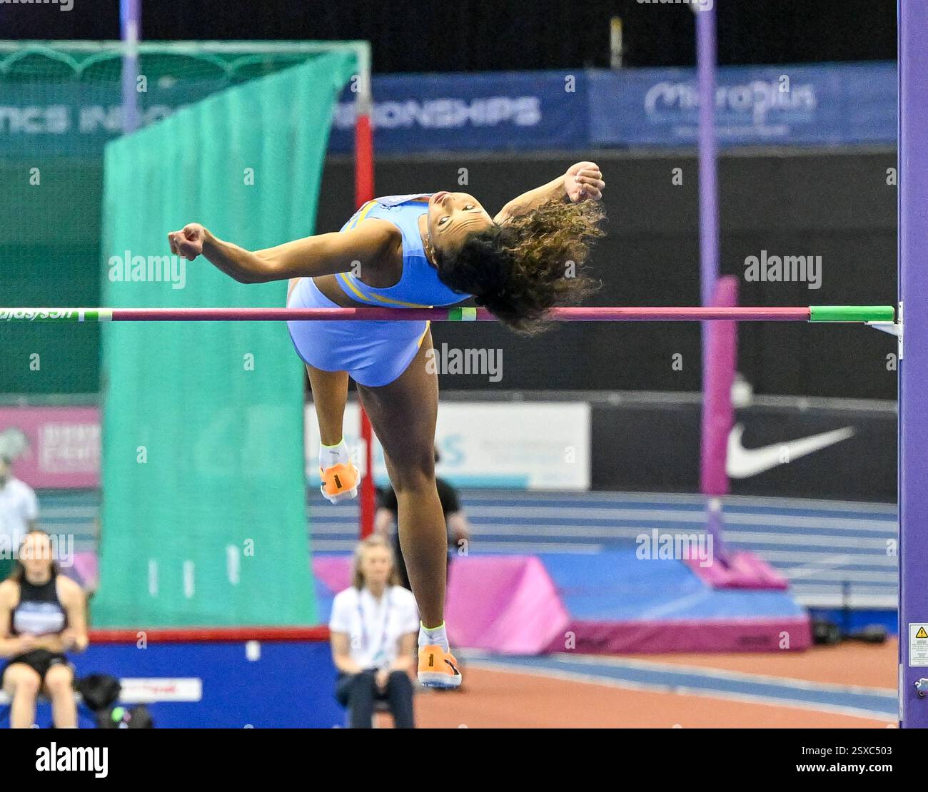 Birmingham, UK. 23rd Feb, 2025. LAKE Morgan wins the Womens High Jump ...