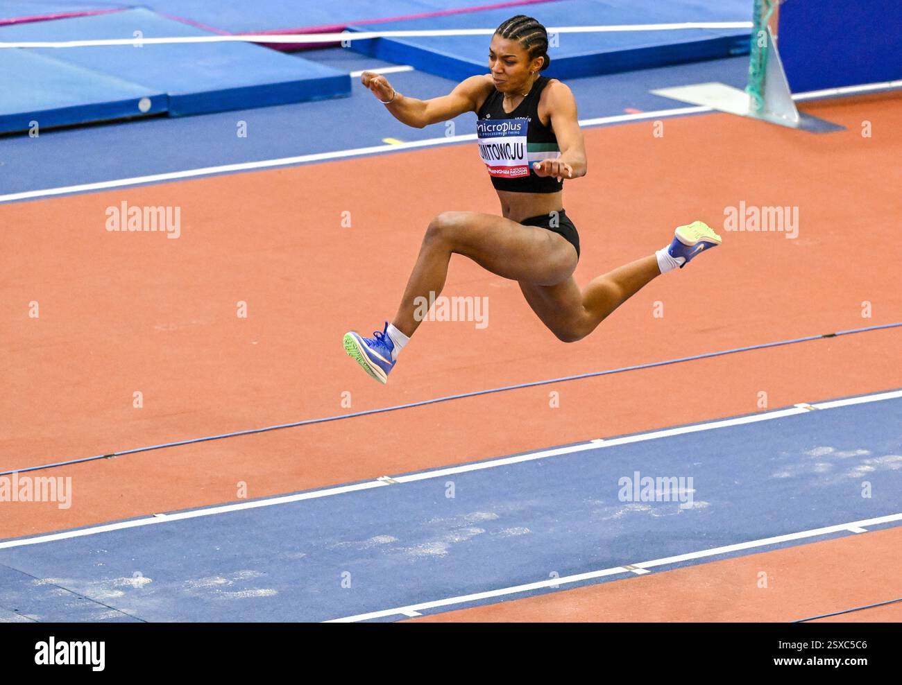 Birmingham, UK. 23rd Feb, 2025. OMITOWOJU Adelaide finishes second in the Womens Triple Jump ...