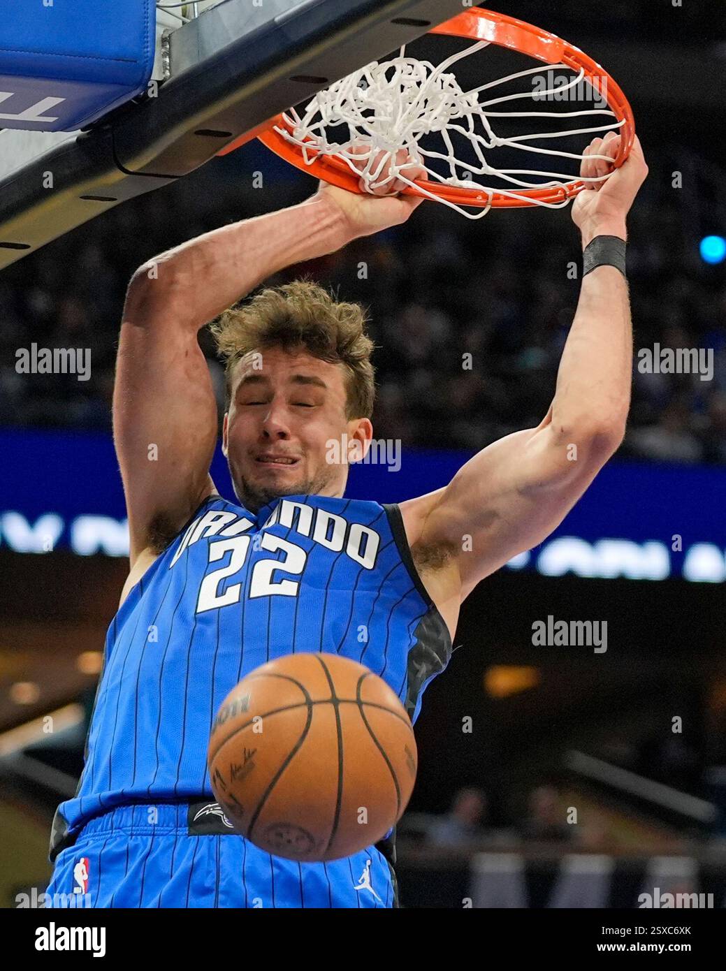 Orlando Magic forward Franz Wagner (22) makes an uncontested dunk off a ...