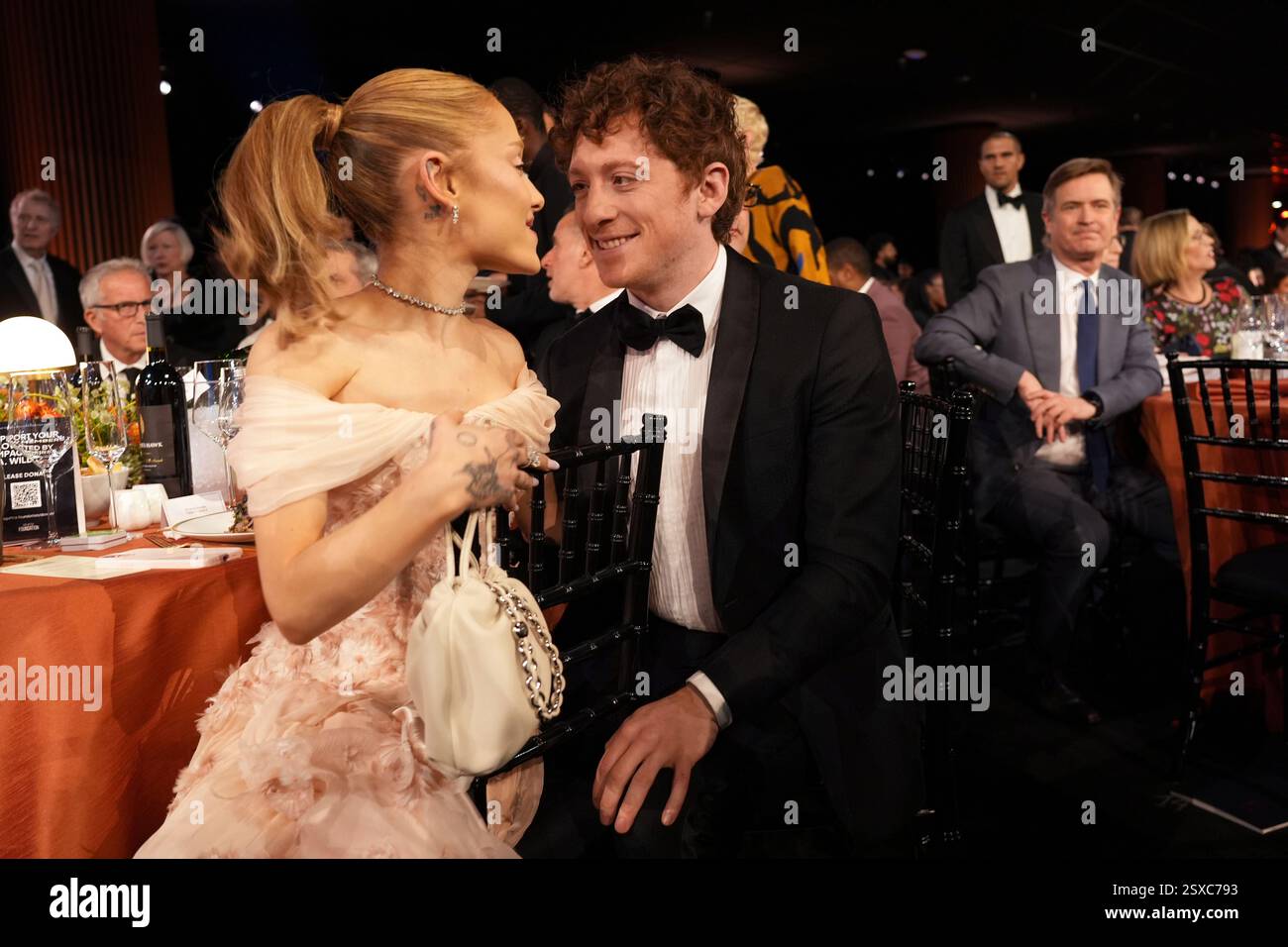 Ariana Grande, left, and Ethan Slater in the audience during the 31st ...