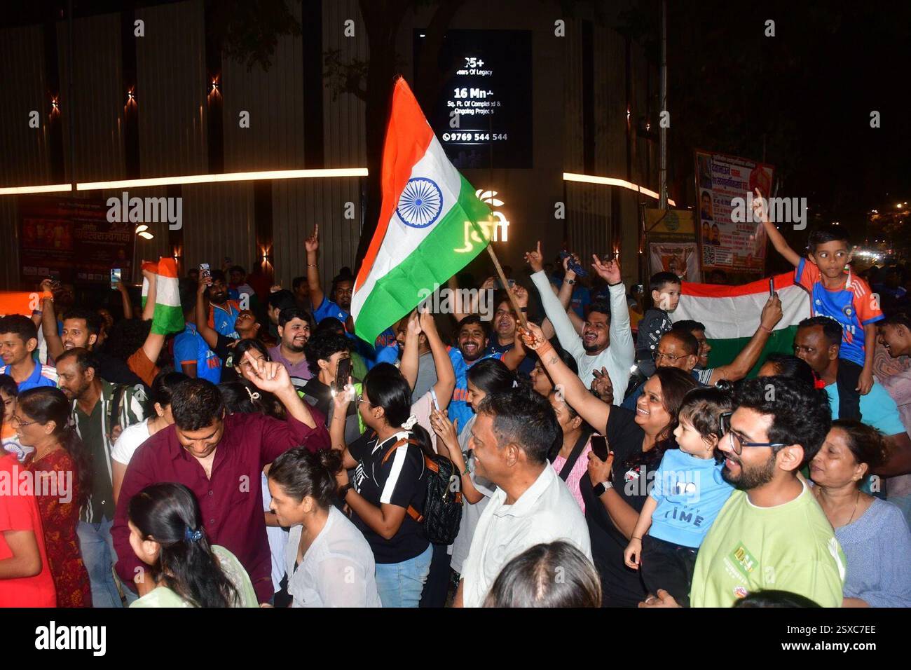 MUMBAI, INDIA - FEBRUARY 23: Fans gather to celebrate India’s victory ...
