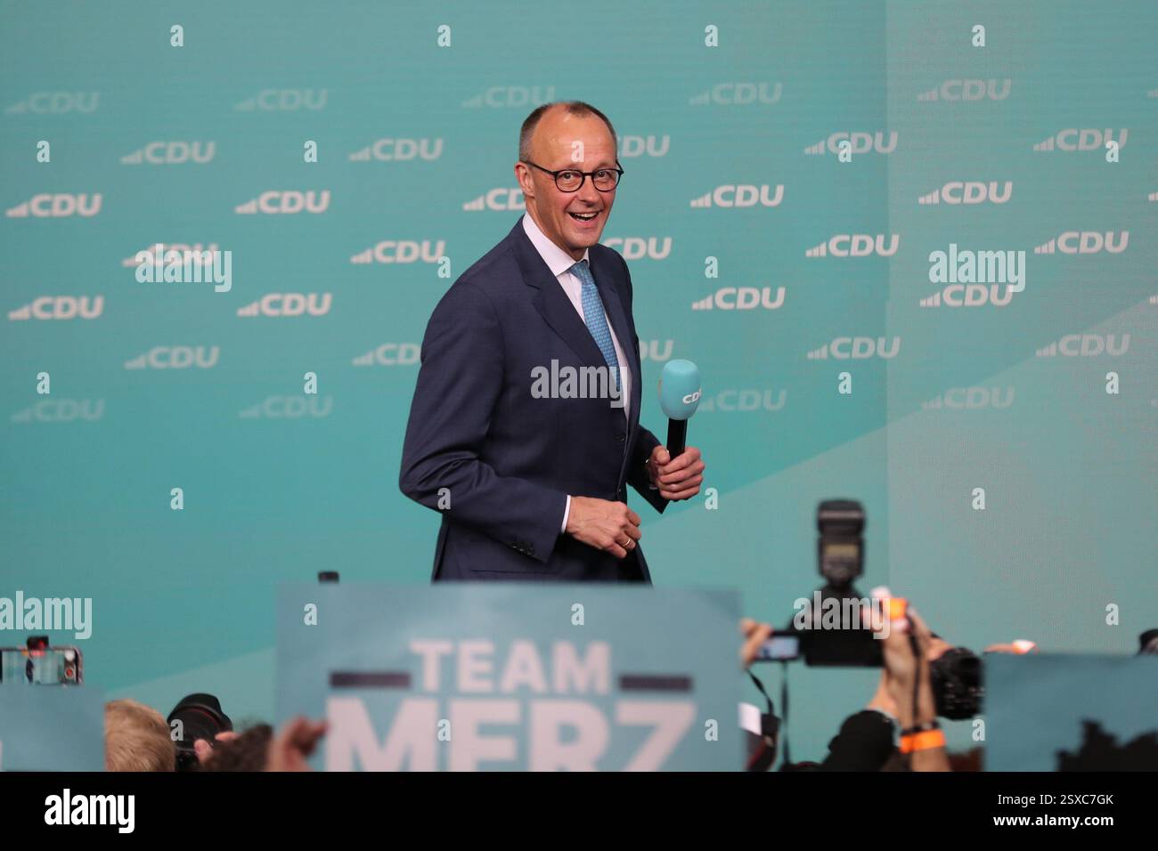 (250224) -- BERLIN, Feb. 24, 2025 (Xinhua) -- Friedrich Merz, chancellor candidate of the ...