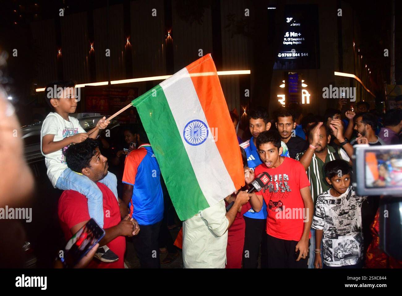 MUMBAI, INDIA - FEBRUARY 23: Fans gather to celebrate India’s victory ...
