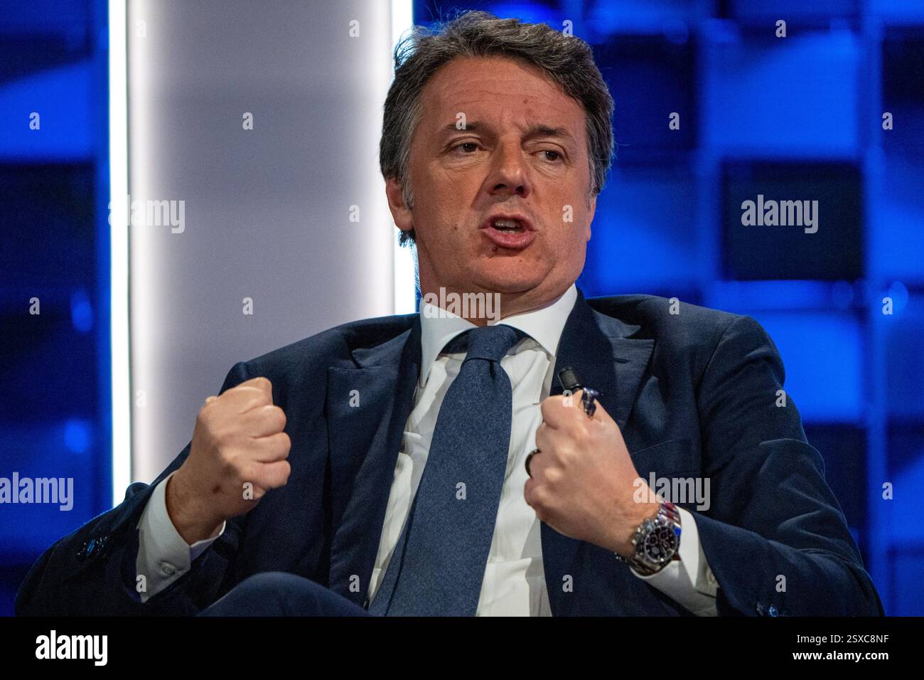Rome, Italy. 23rd Feb, 2025. Senator Matteo Renzi is a guest on the TV ...