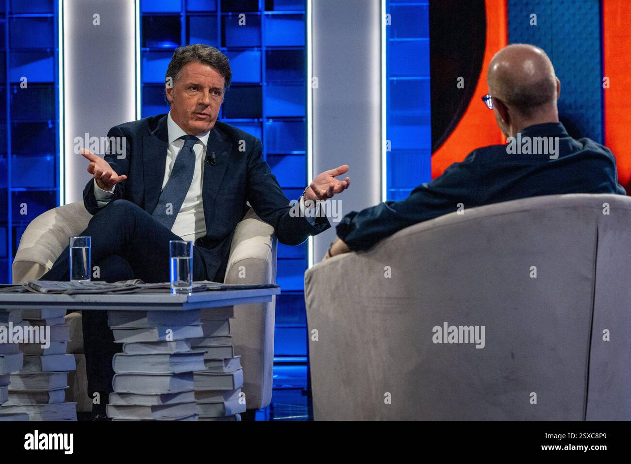 Rome, Italy. 23rd Feb, 2025. Senator Matteo Renzi is a guest on the TV ...
