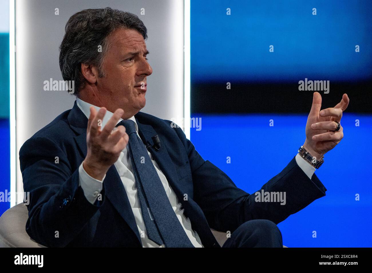 Rome, Italy. 23rd Feb, 2025. Senator Matteo Renzi is a guest on the TV ...