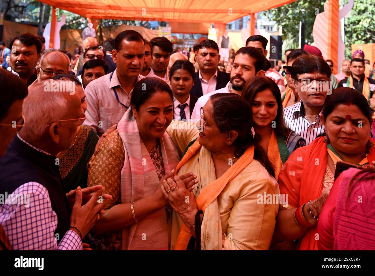 NEW DELHI, INDIA - FEBRUARY 23: Delhi Chief Minister Rekha Gupta along ...