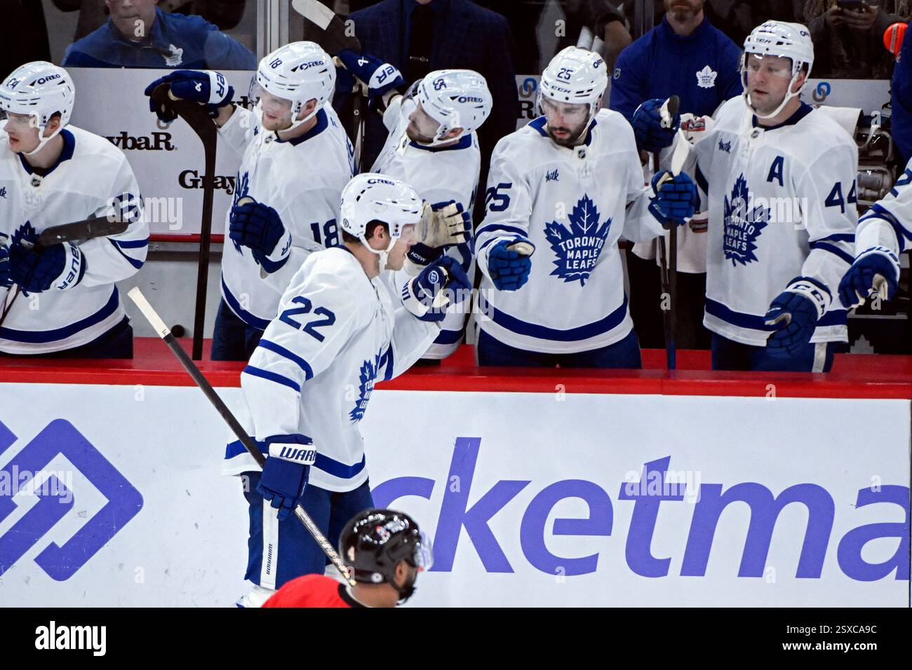Toronto Maple Leafs defenseman Jake McCabe (22) celebrates with ...