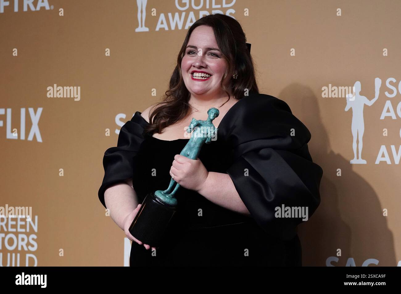 Jessica Gunning poses in the press room with the award for outstanding ...