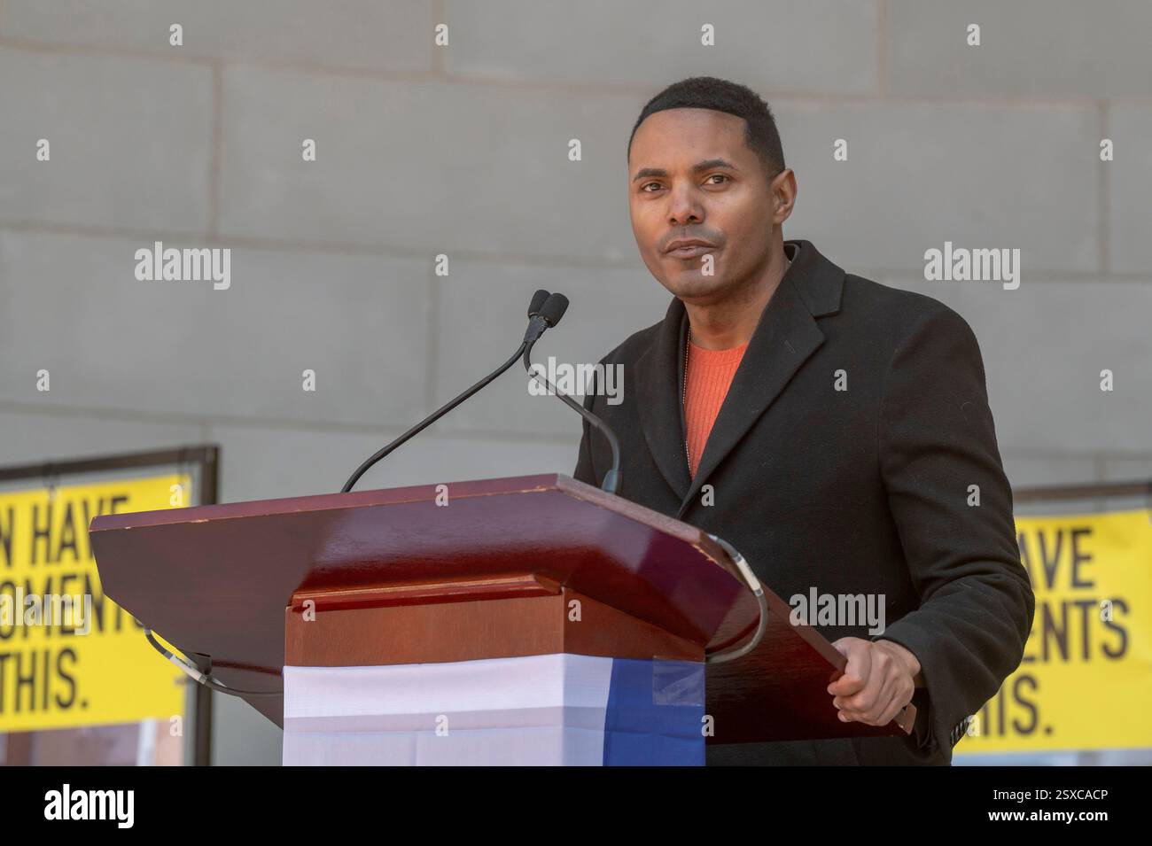 NEW YORK, NEW YORK - FEBRUARY 23: U.S. Rep. Ritchie Torres speaks ...