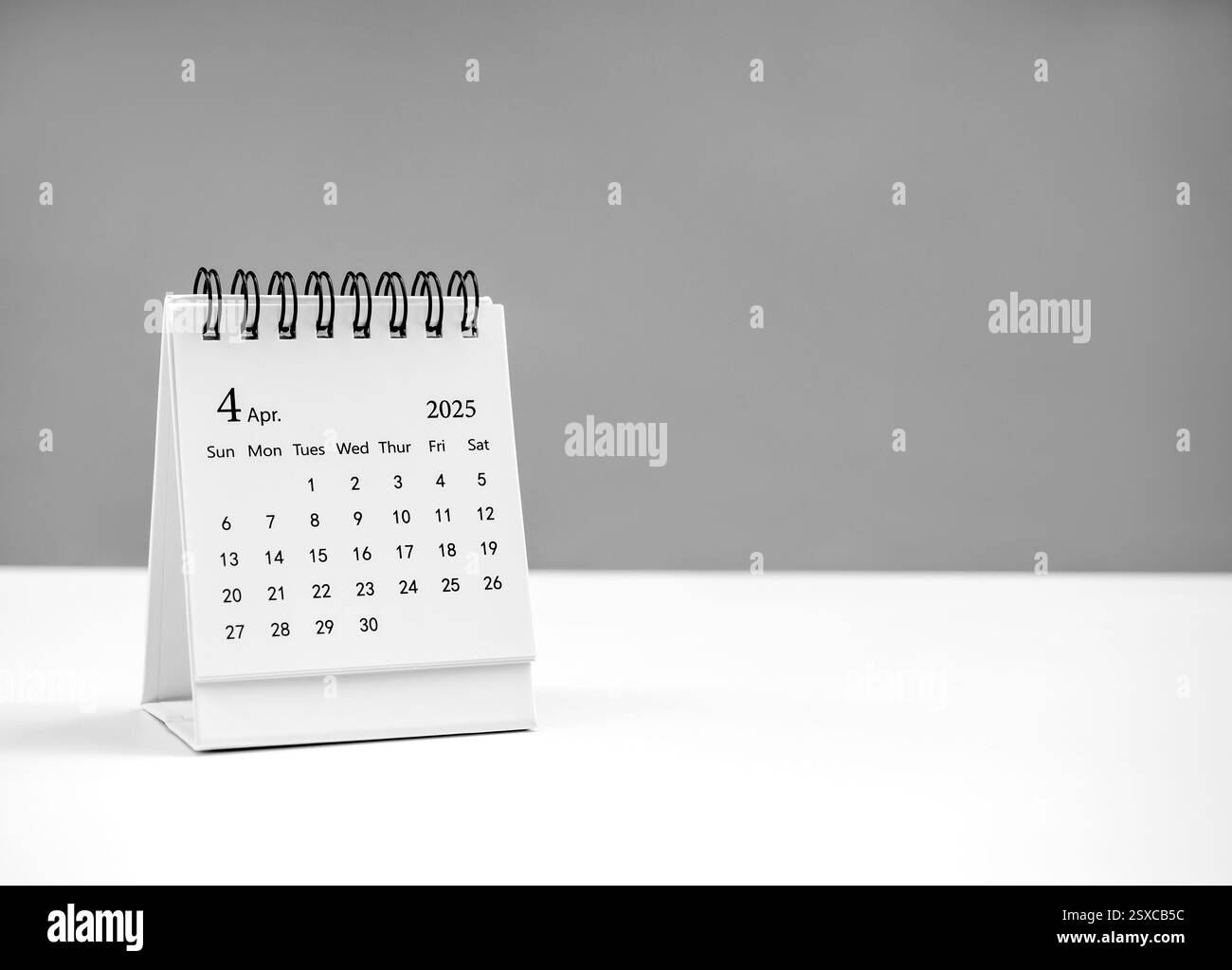 April 2025 page of desk calendar for organizer to plan and reminder ...