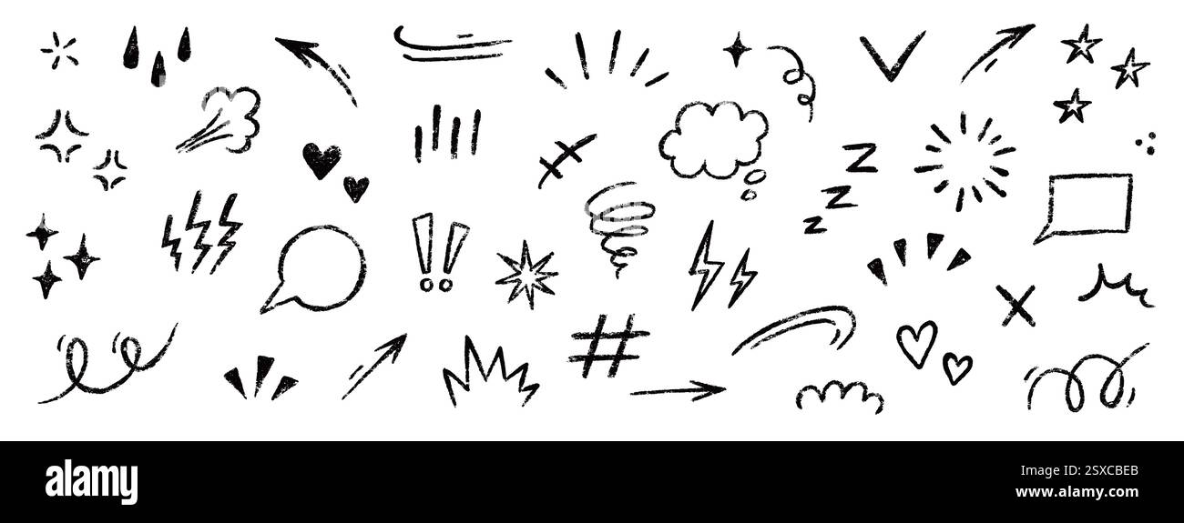 Line movement comic element, cartoon emotion mark effect decoration ...