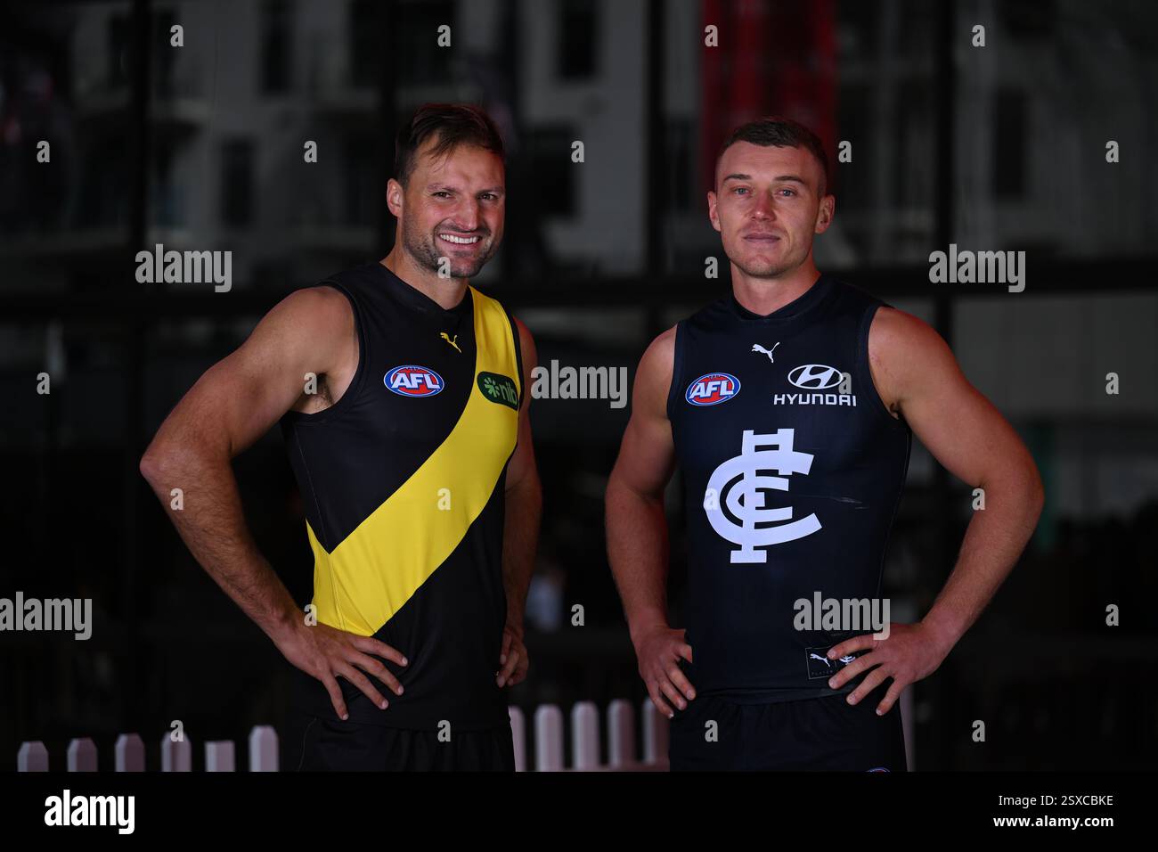 Melbourne, Australia. 24th Feb, 2025. Toby Nankervis of Richmond (left ...