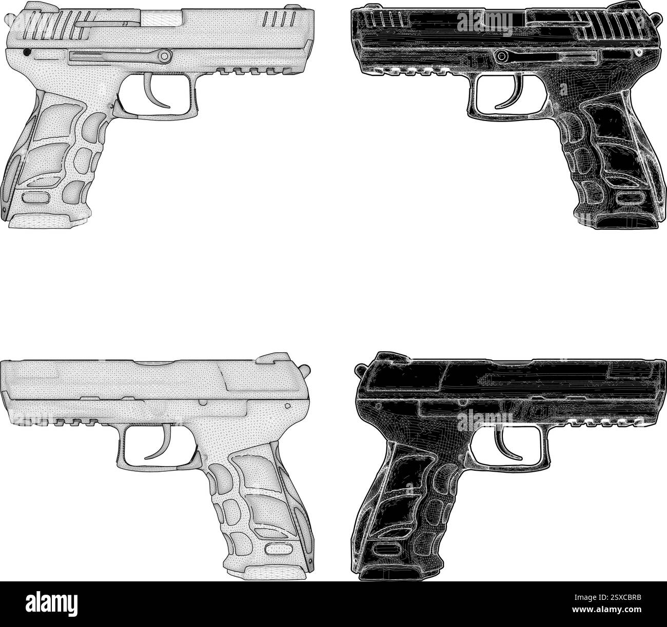 Gun Automatic Pistol Vector. A Vector Illustration Of Handgun Isolated ...