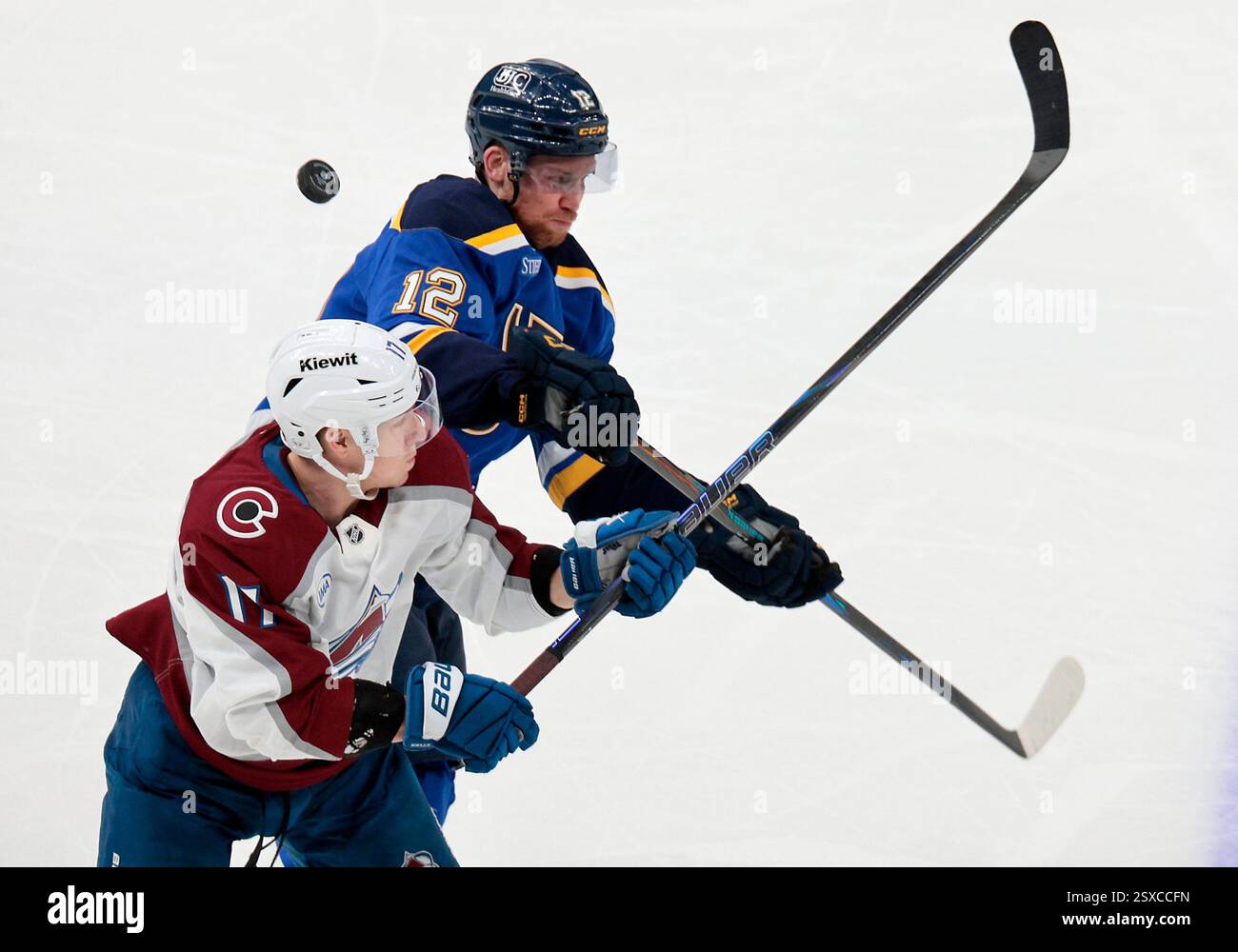 St. Louis Blues center Radek Faksa and Colorado Avalanche center Parker ...