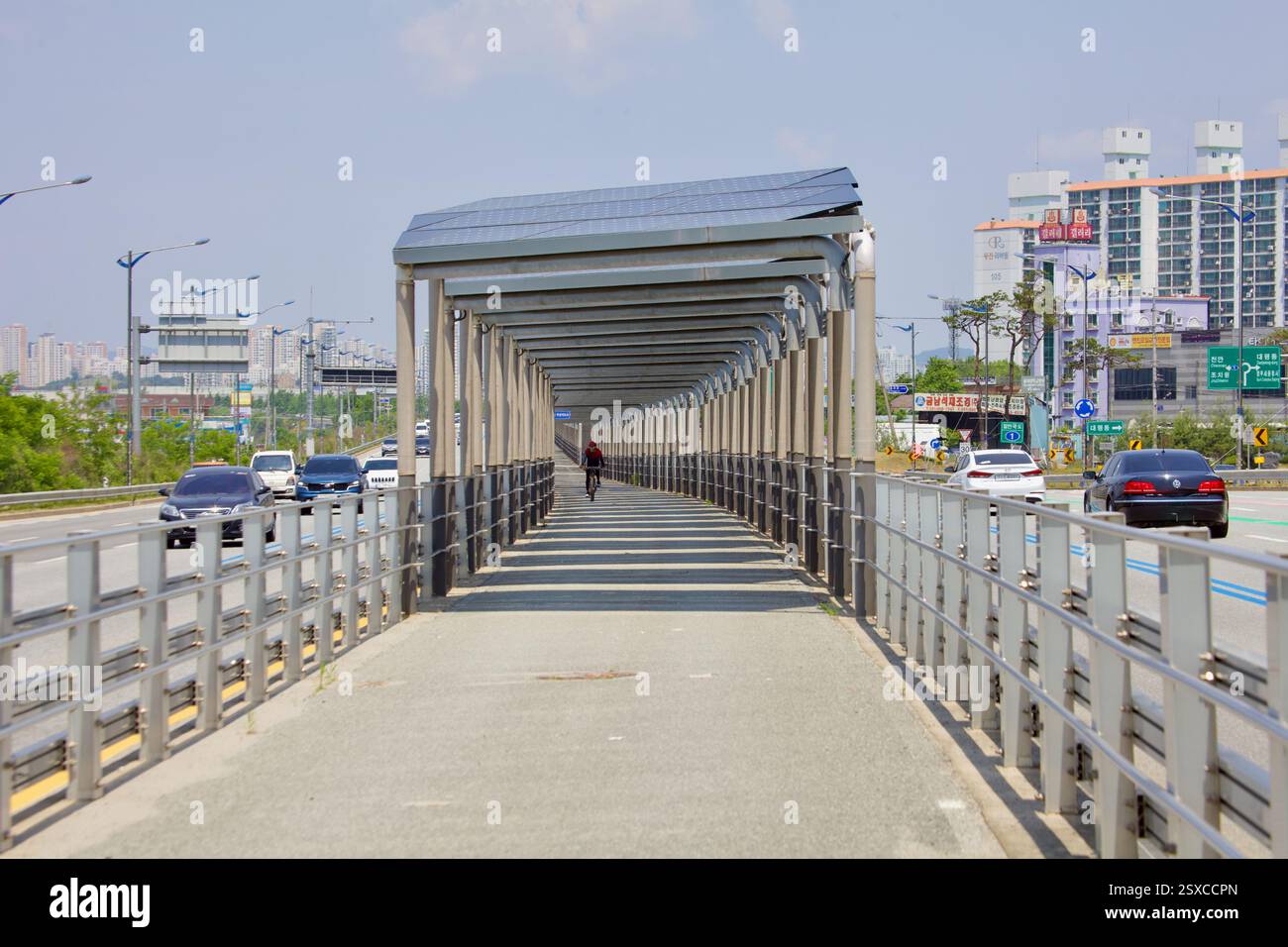 Sejong City, South Korea - May 26, 2021: A cyclist rides along the ...