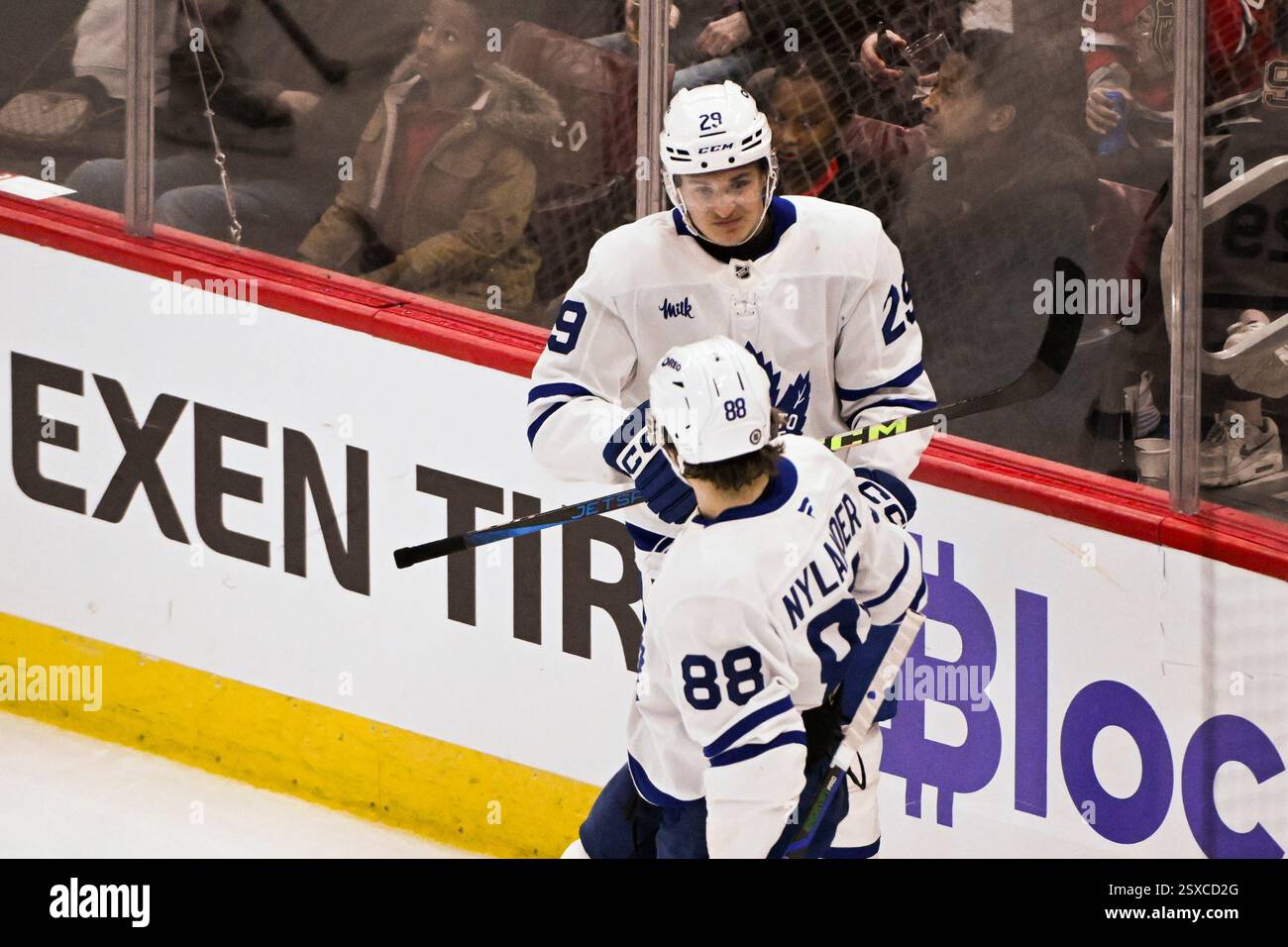 Toronto Maple Leafs right wing Pontus Holmberg (29) celebrates his goal ...